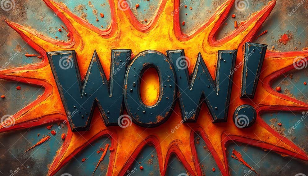 Bold WOW explosion graphic stock photo. Image of attention - 356697276