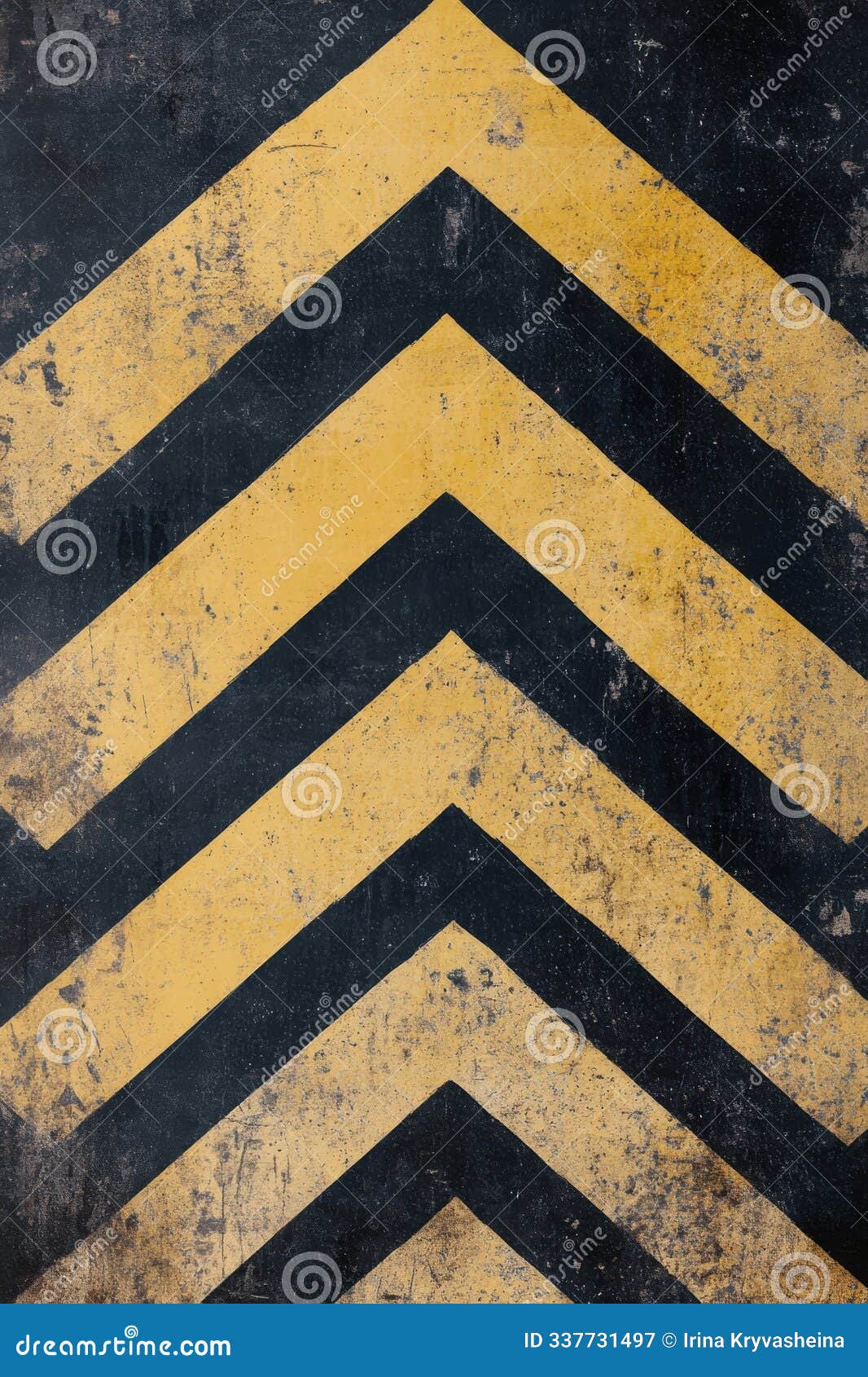 Bold Yellow and Black Warning Sign with Chevron Patterns Against a ...