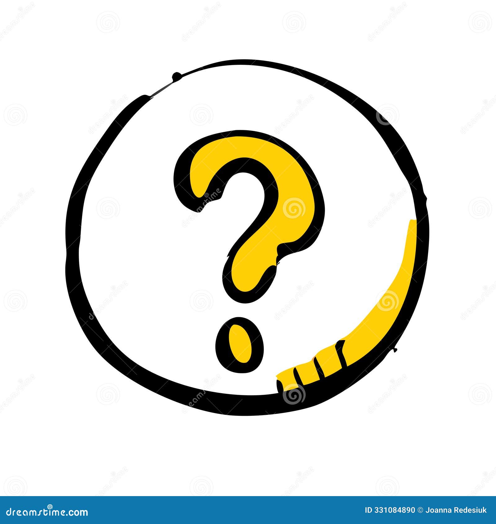 A Yellow Question Mark is Outlined in Black and Set Against a Circular ...