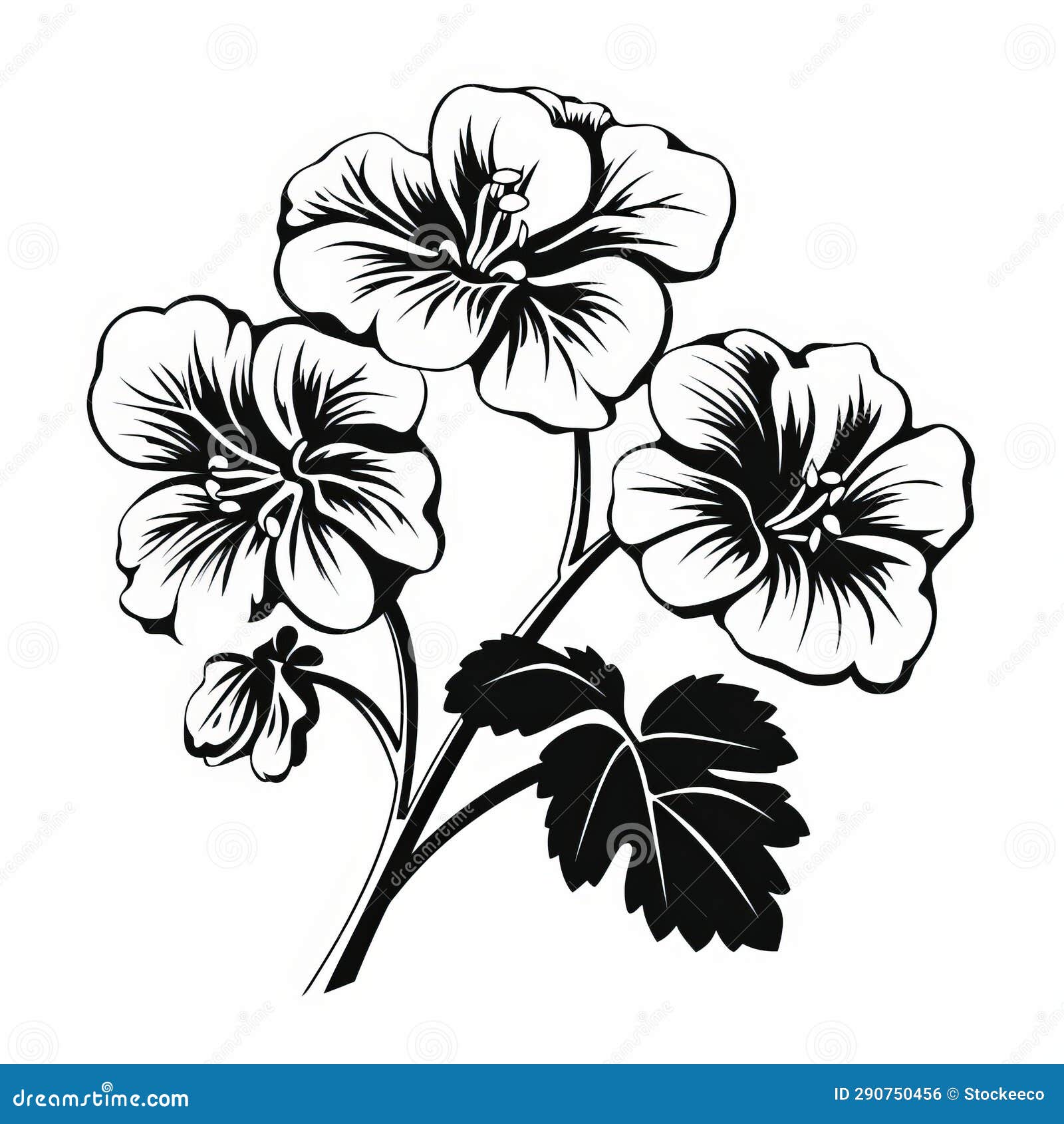 Boldly Black and White Geranium Silhouette Vector Illustration Stock ...