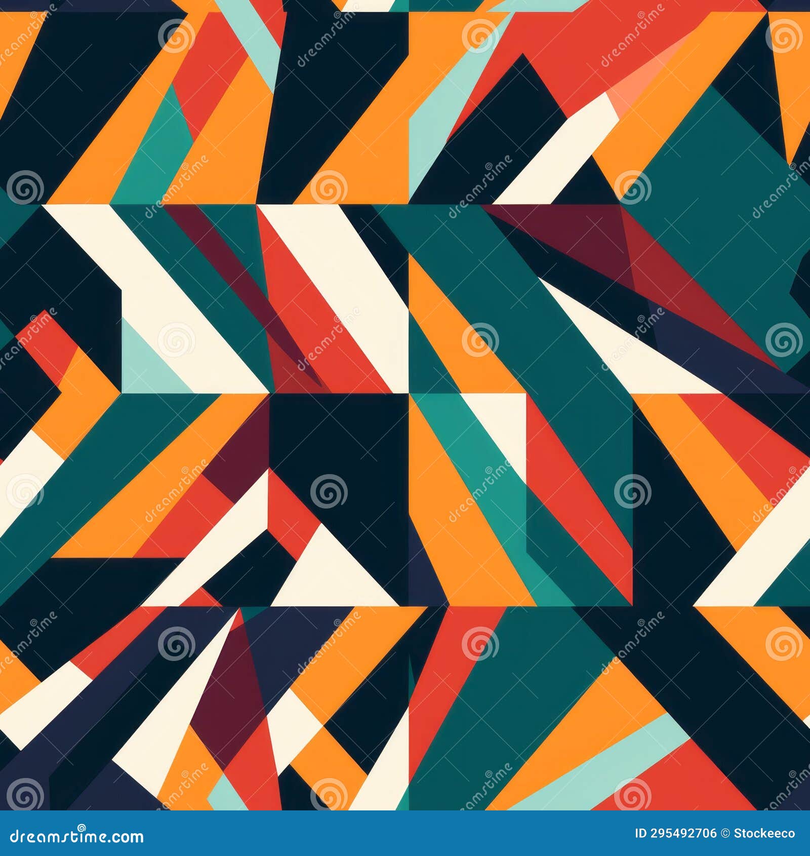 Boldly Fragmented Geometric Pattern in Blue and Orange Stock ...