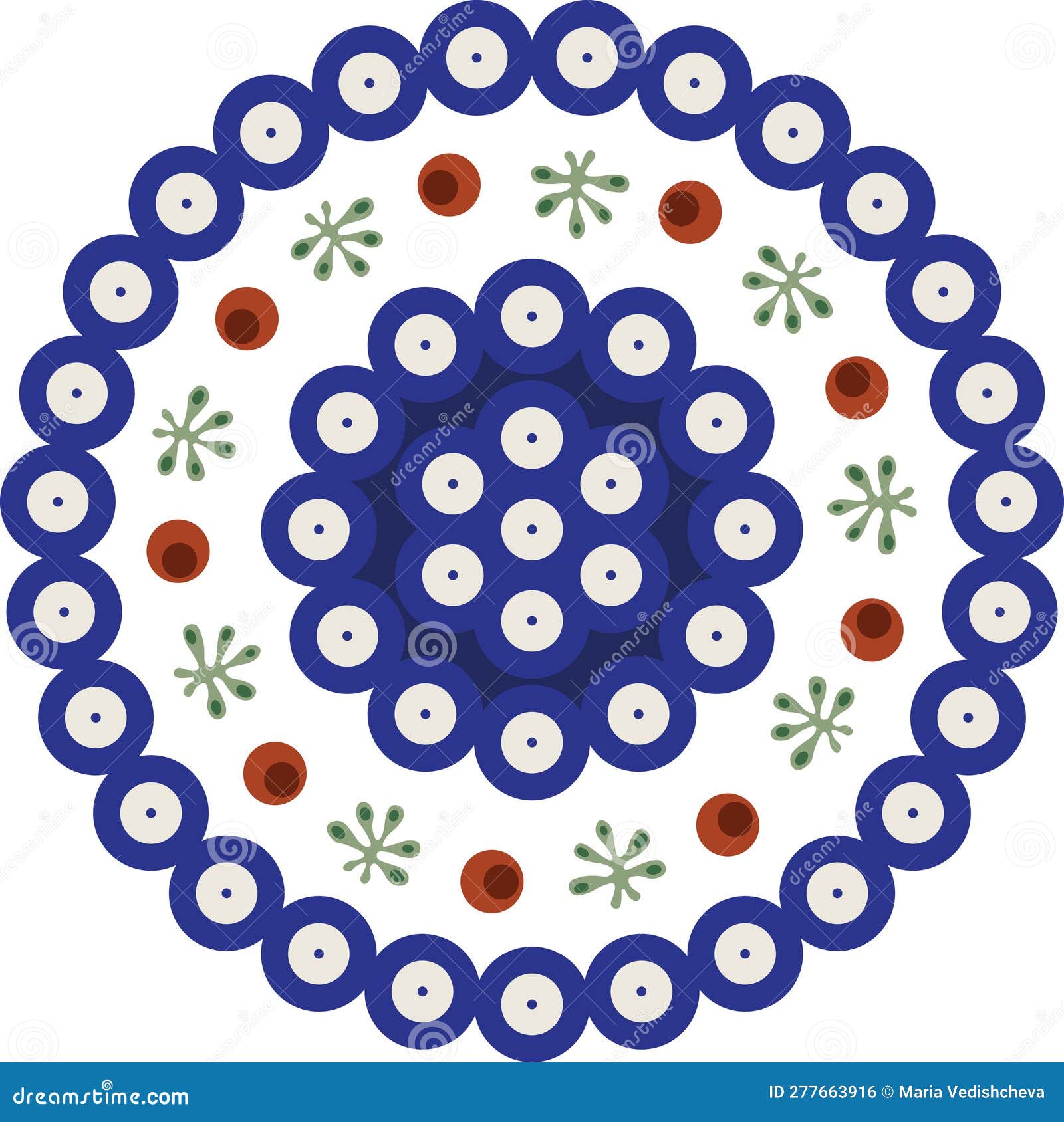 Polish Round White Folk Art Pattern - Wzory Lowickie, Wycinanka Vector ...