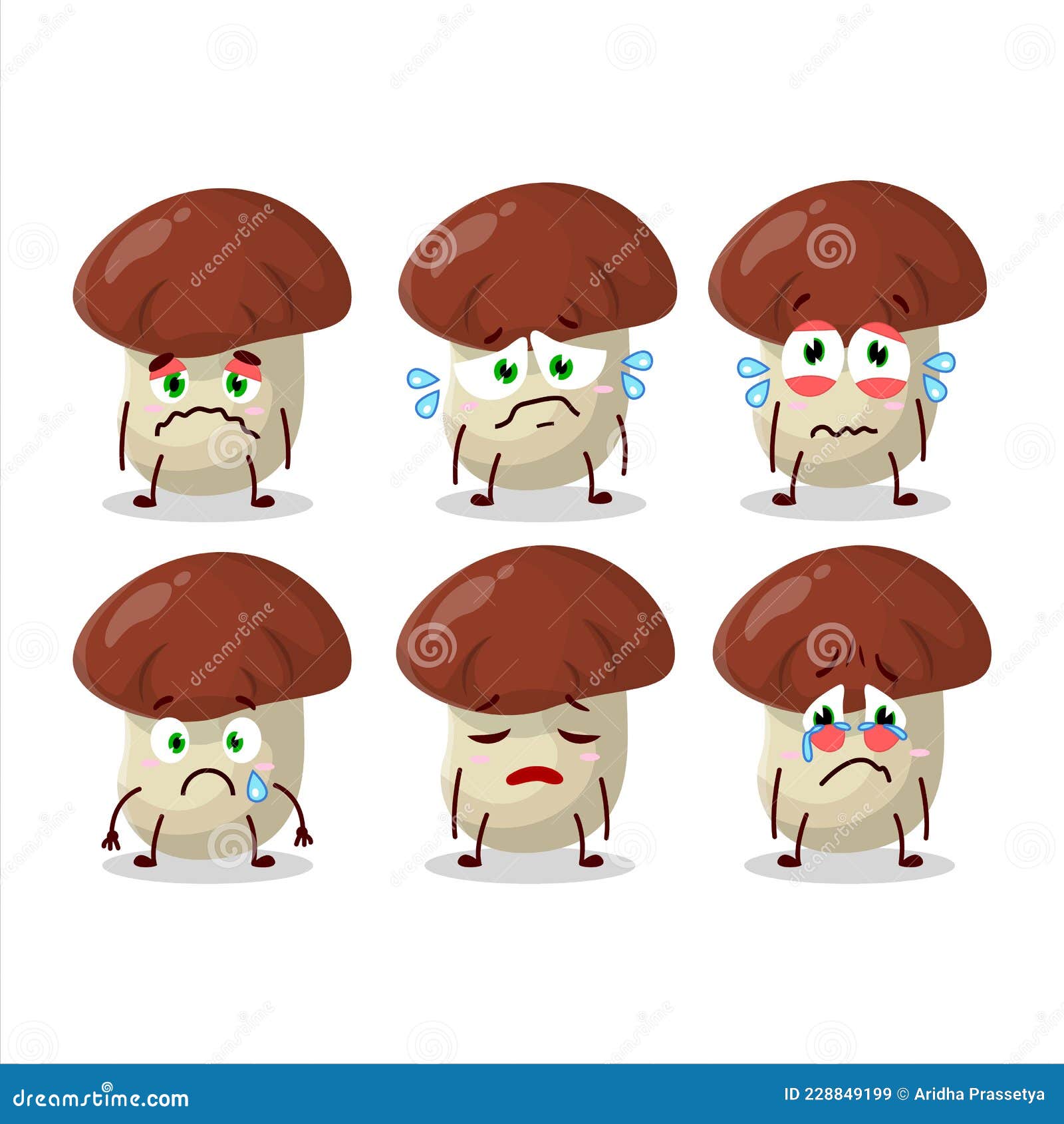 Bolete Cartoon in Character with Sad Expression Stock Vector ...