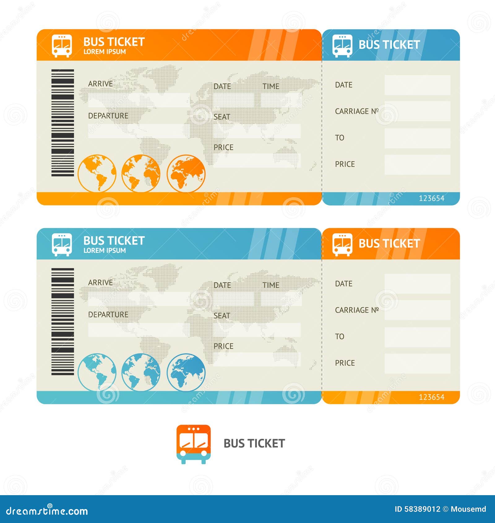 Boleto de autobús Vector ilustración del vector. Ilustración de ...