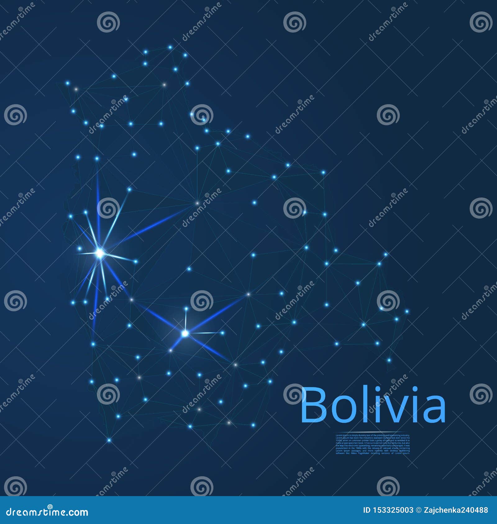 Bolivia Communication Network Map. Vector Low Poly Image of a Global ...