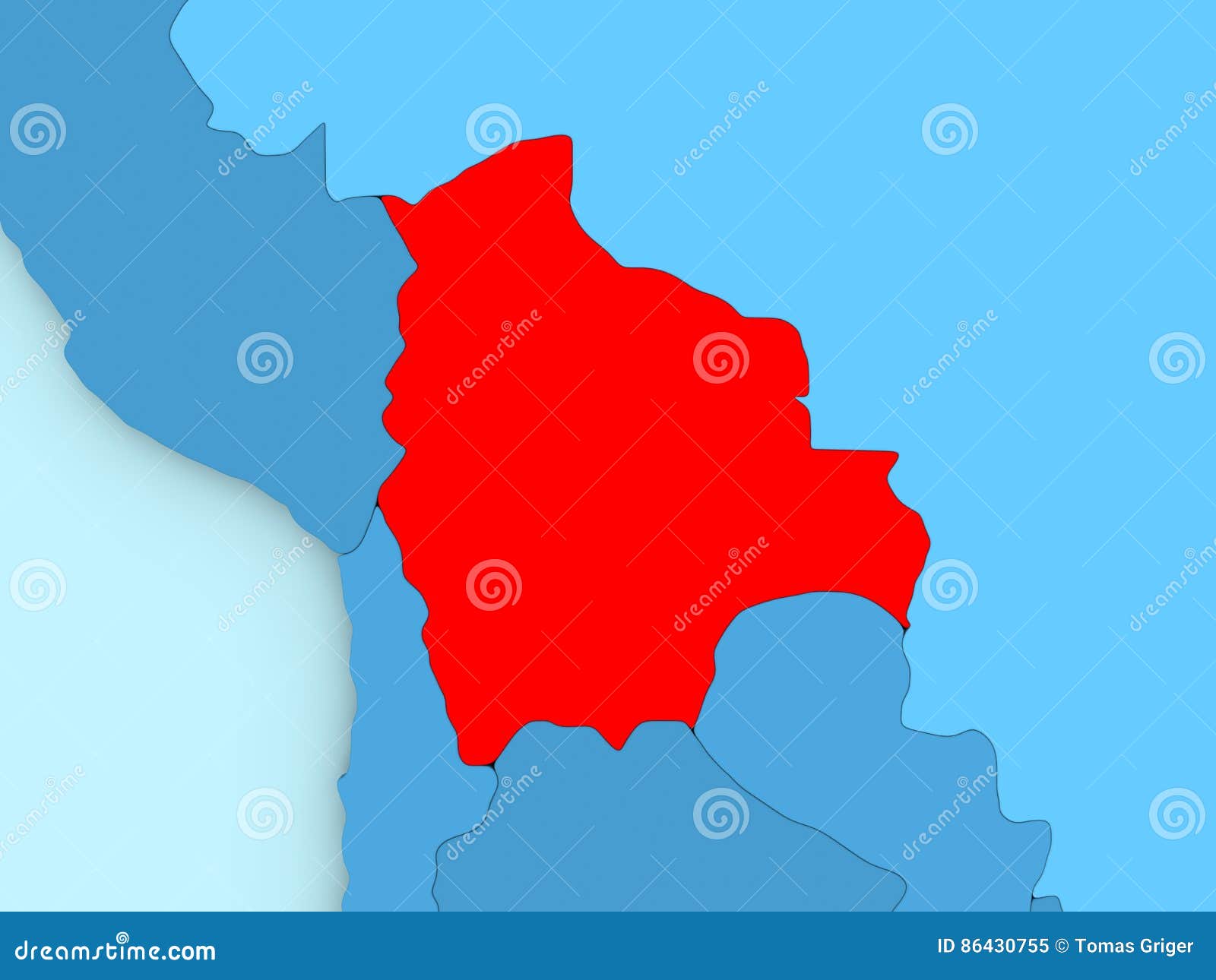 Bolivia on 3D map stock illustration. Illustration of render - 86430755