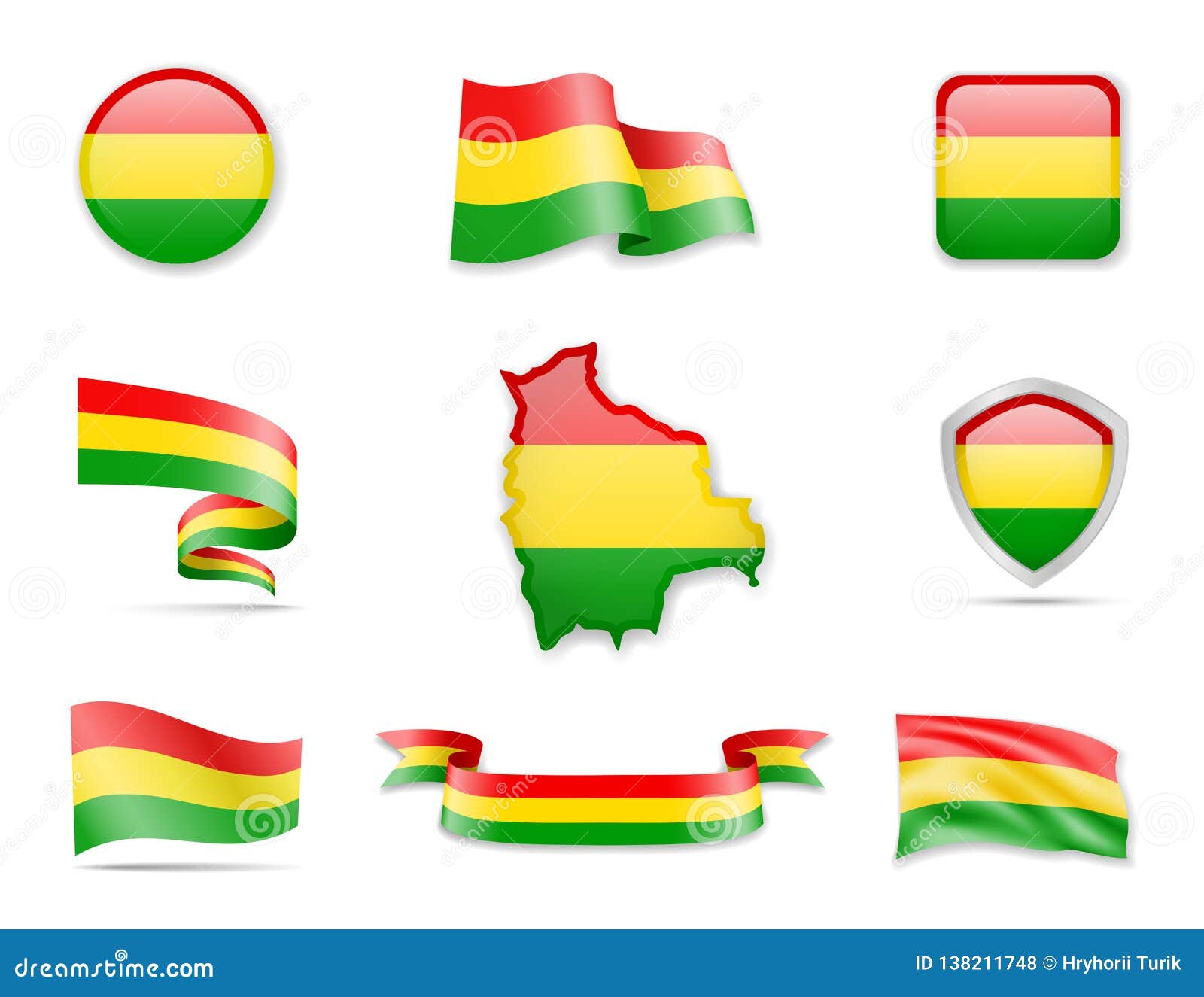 Bolivia Flags Collection. Vector Illustration Set Flags and Outline of ...