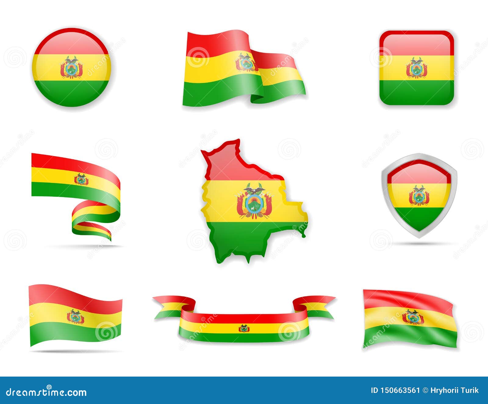 Bolivia Flags Collection. Vector Illustration Set Flags and Outline of ...
