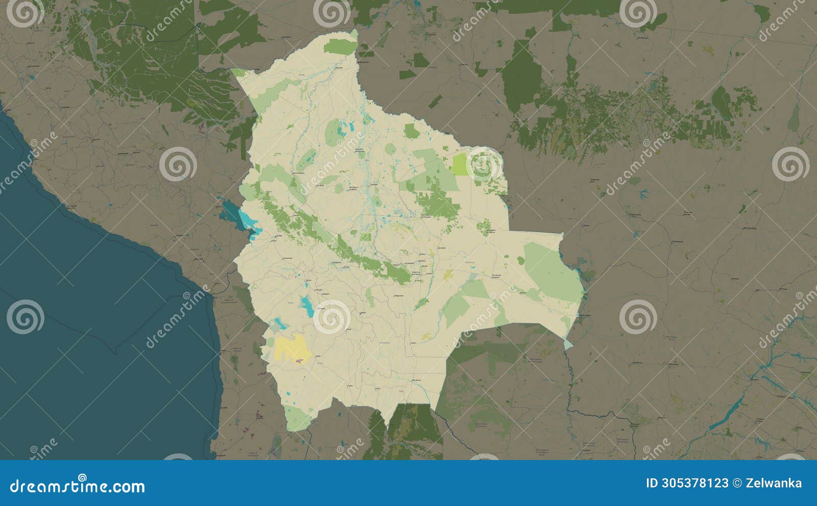 Bolivia Highlighted. Topo Humanitarian Stock Illustration ...