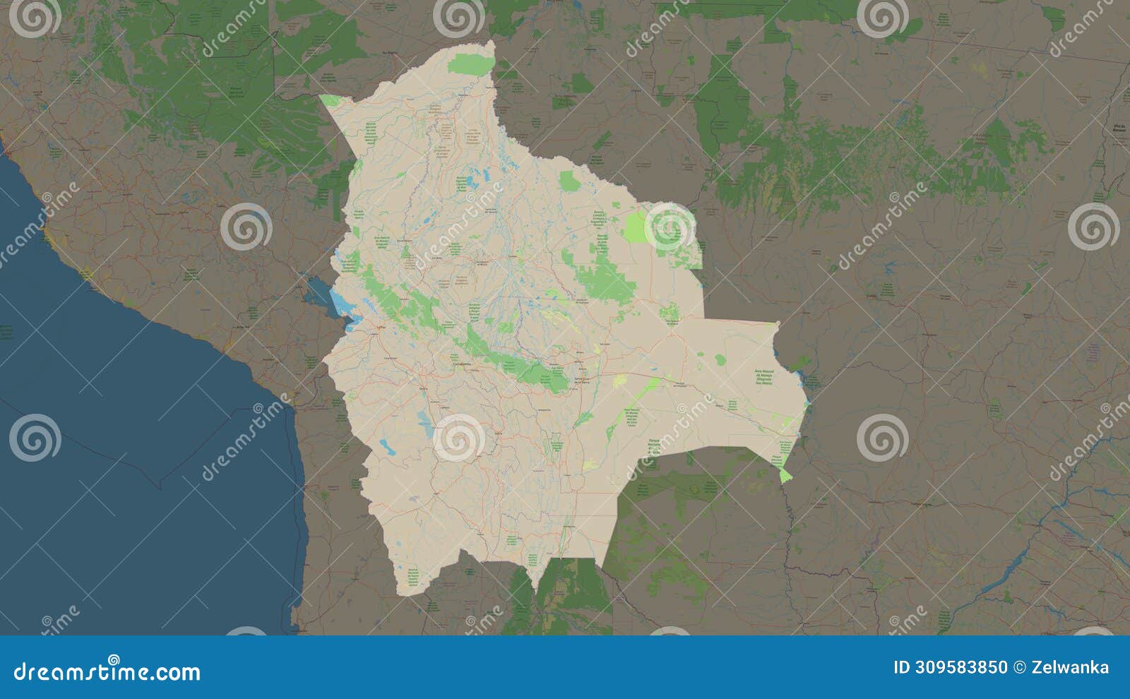 Bolivia Highlighted. Topo Standard Stock Illustration - Illustration of ...