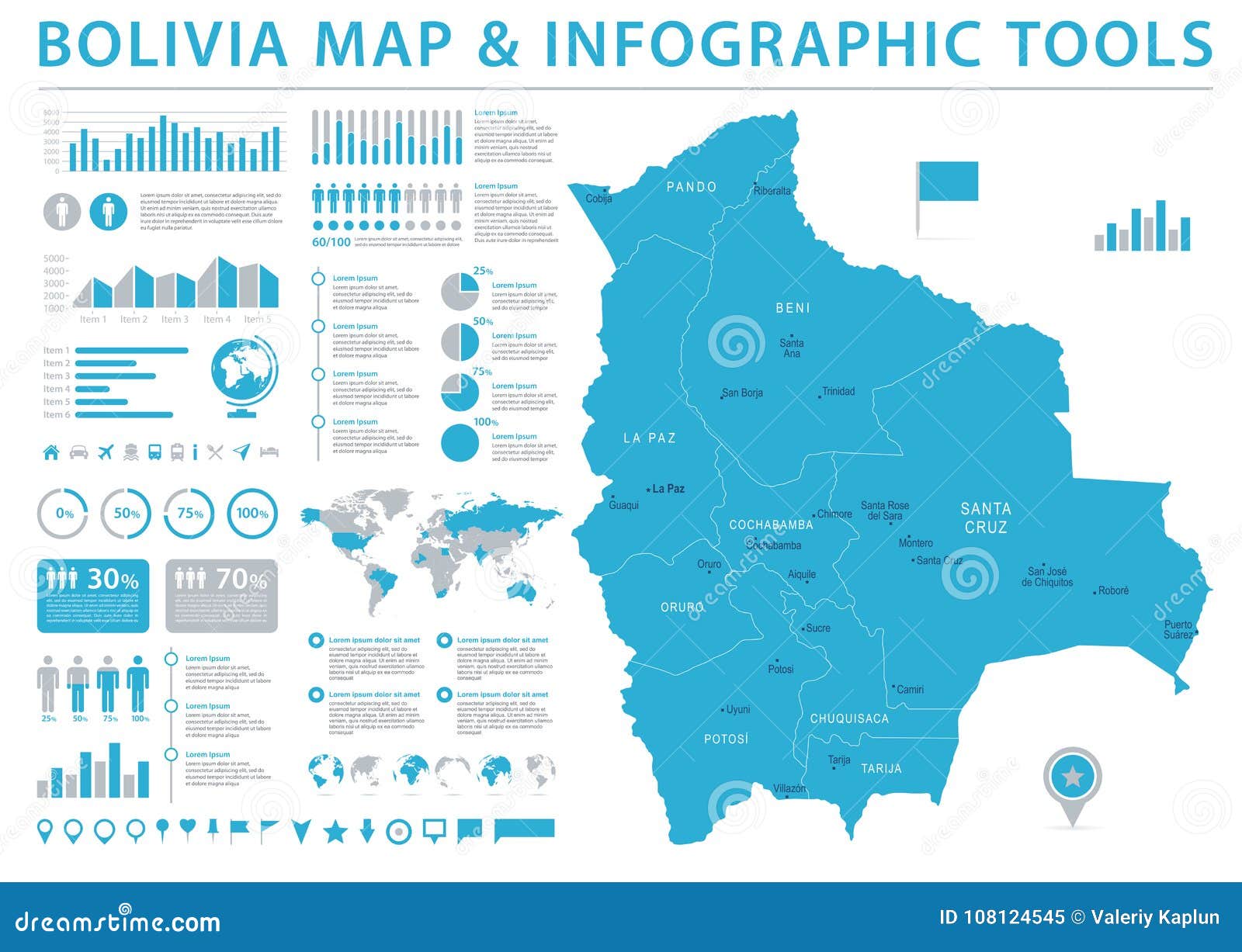 Bolivia Map - Info Graphic Vector Illustration Stock Illustration ...