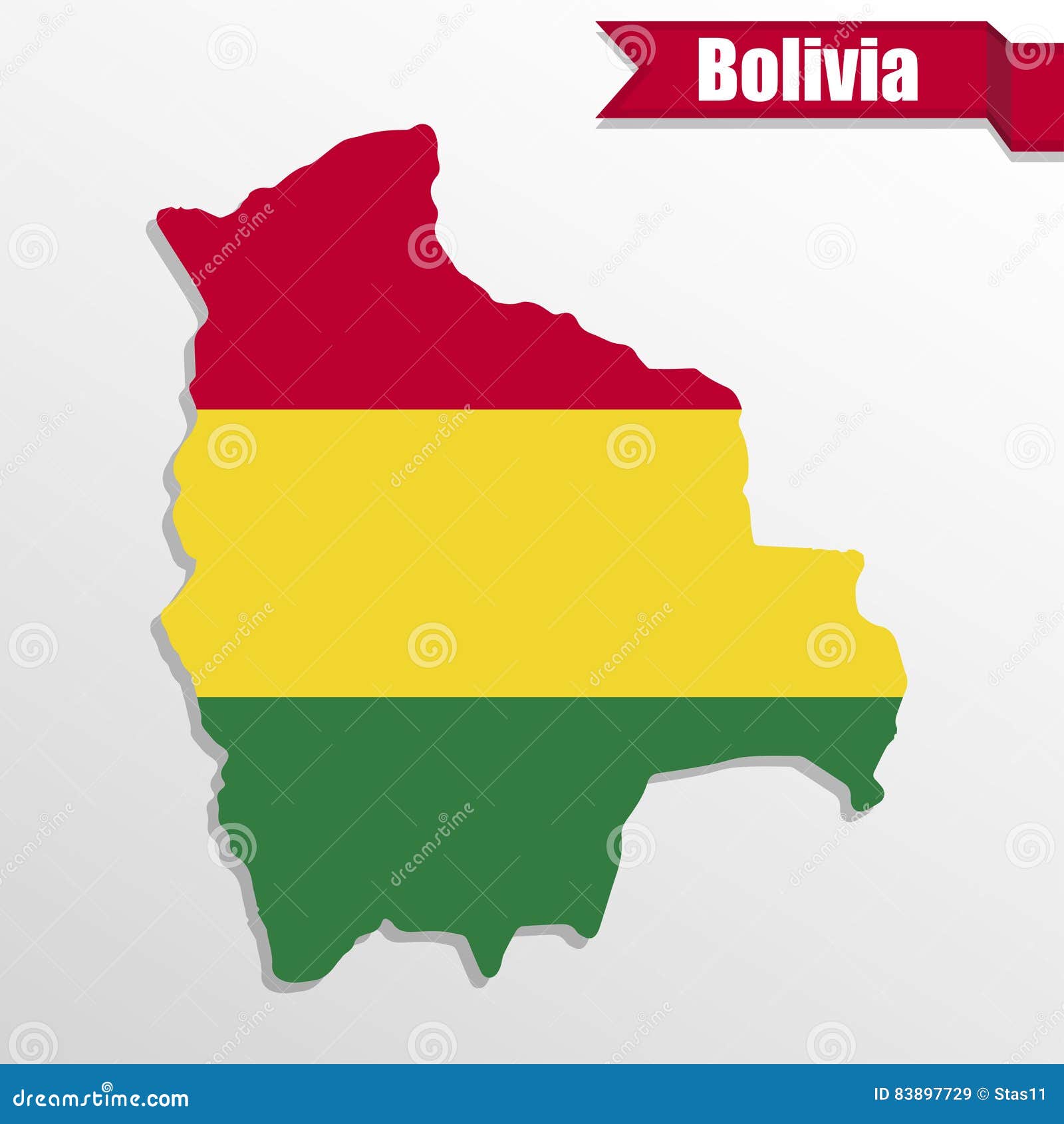 Bolivia Map with Flag Inside and Ribbon Stock Vector - Illustration of ...