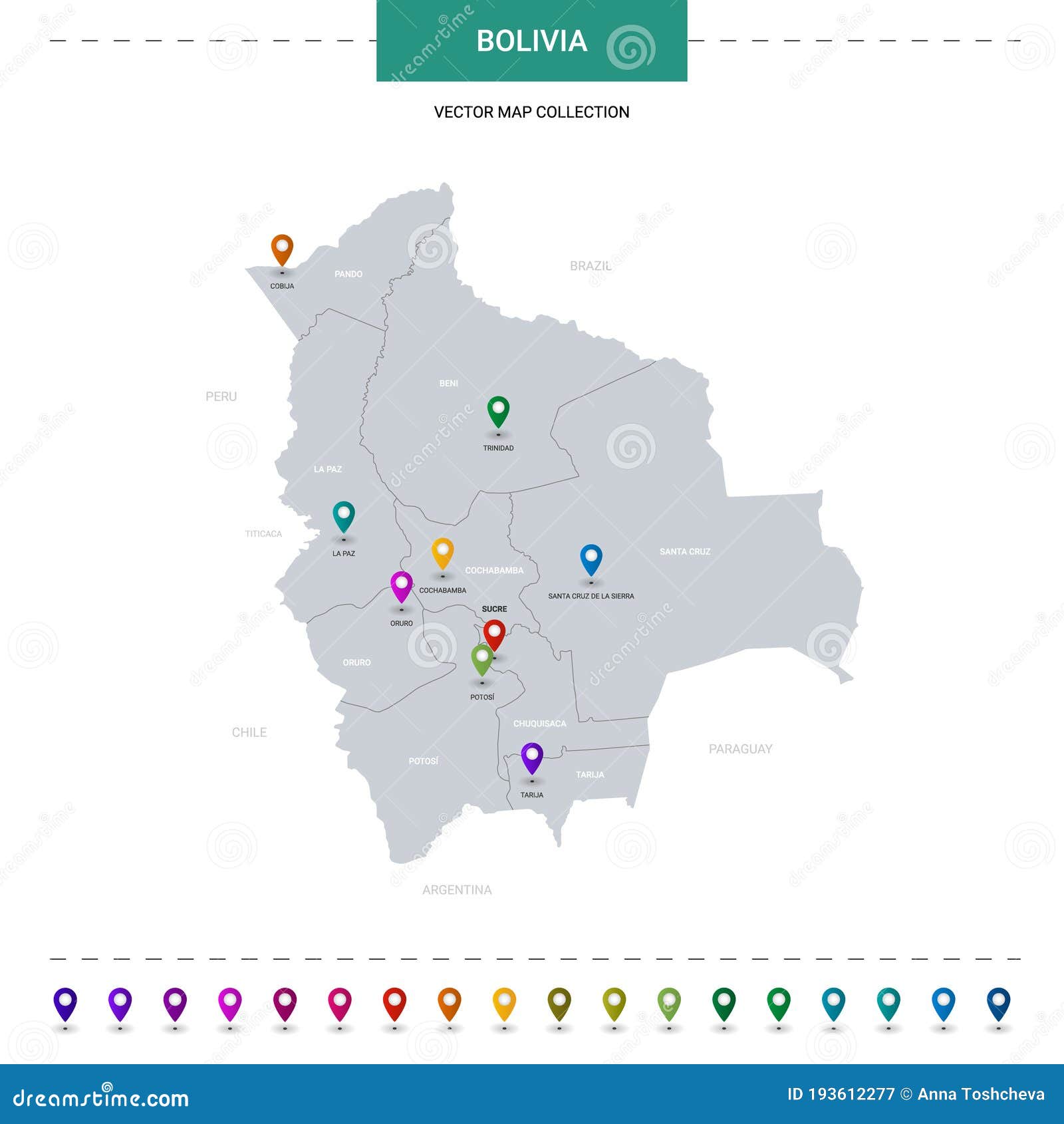Bolivia Location Pin Map Navigation Label Symbol Cartoon Vector ...