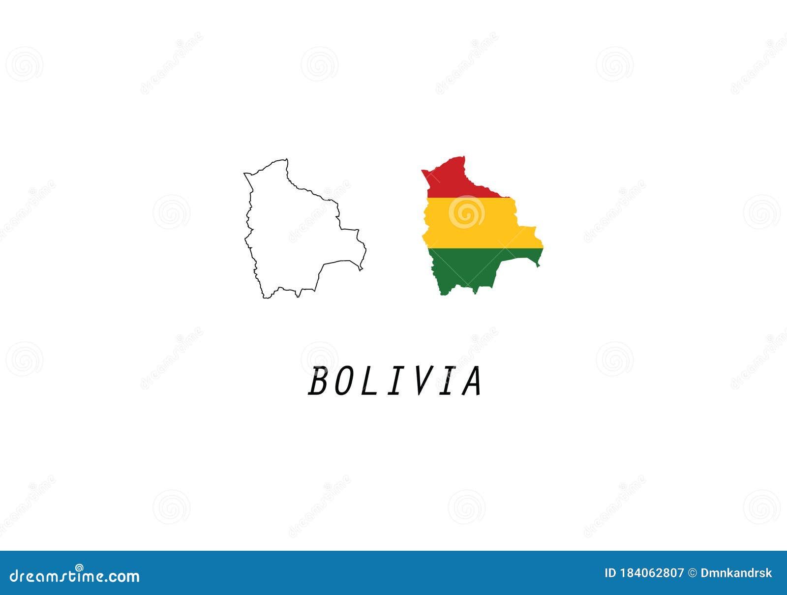 Bolivia Outline Map Country Shape State Borders National Symbol Flag ...