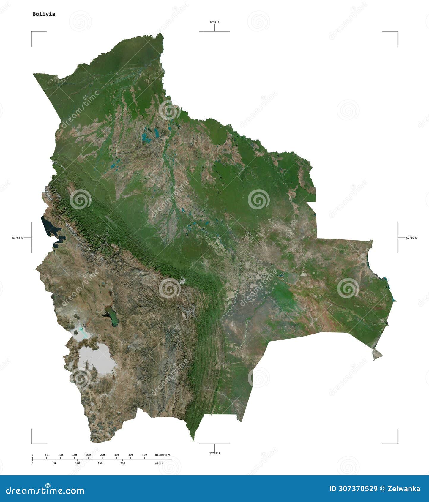 Bolivia Shape on White. High-res Satellite Stock Illustration ...