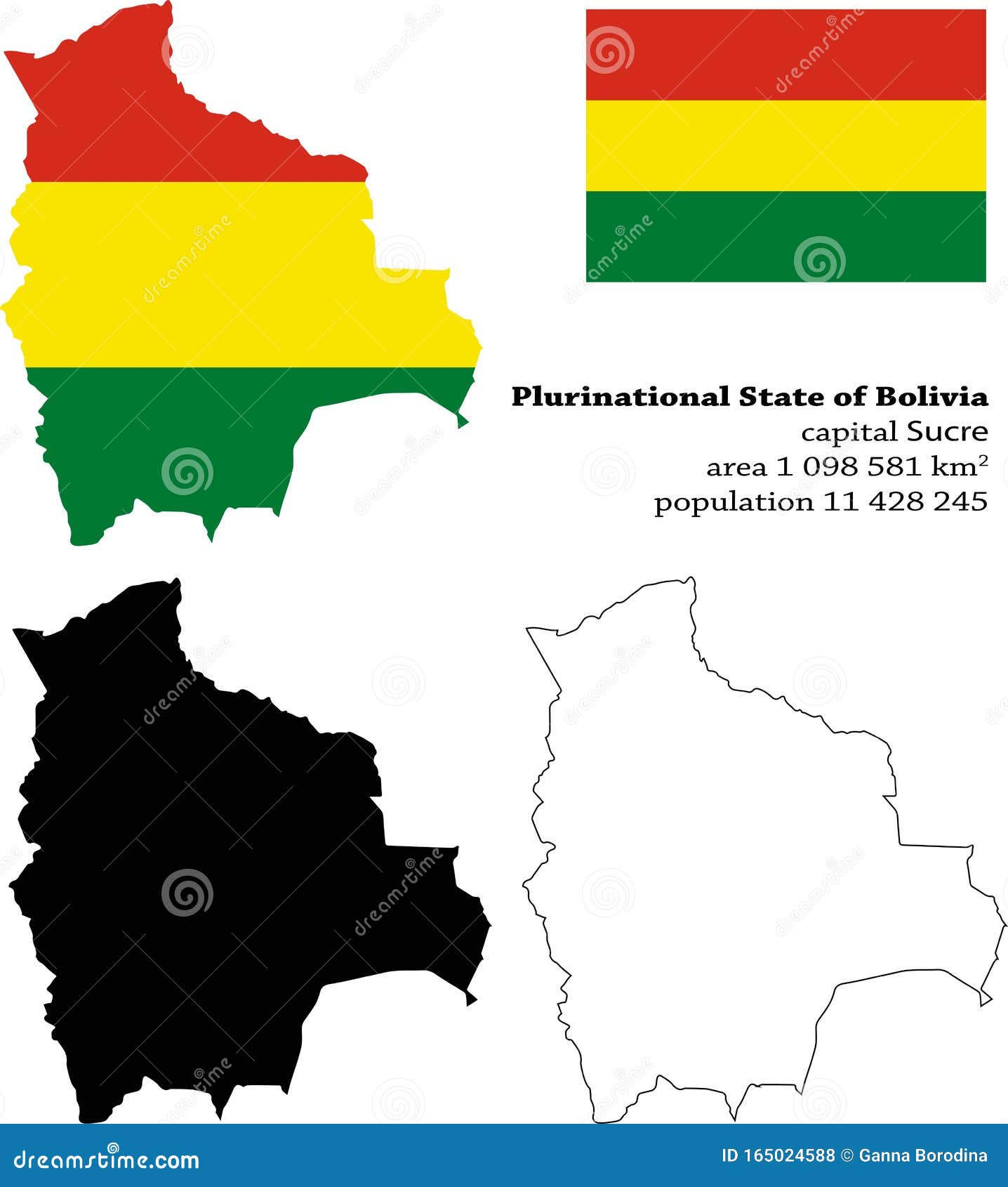Bolivia Vector Map, Flag, Borders, Mask , Capital, Area and Population ...