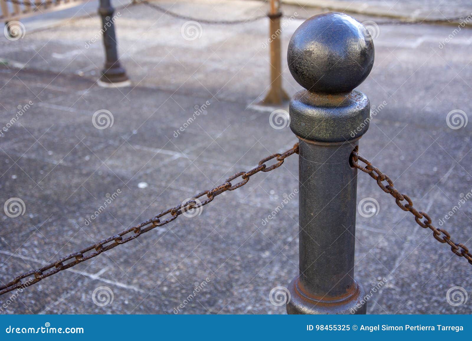 Bollard and chain 12 stock image. Image of chain, withsunlight - 98455325