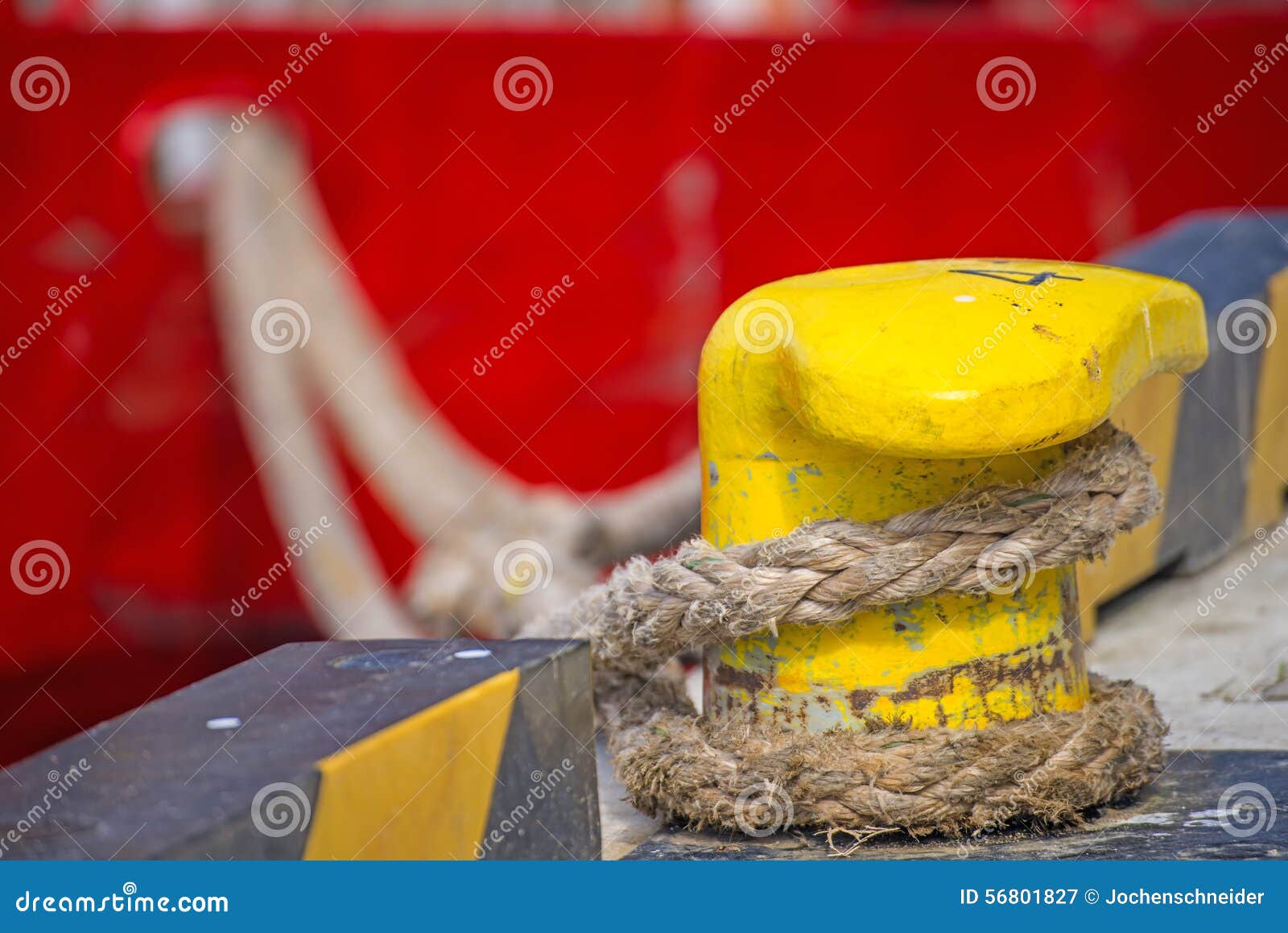 Bollard with Mooring Line of a Trawler Stock Image - Image of rope ...