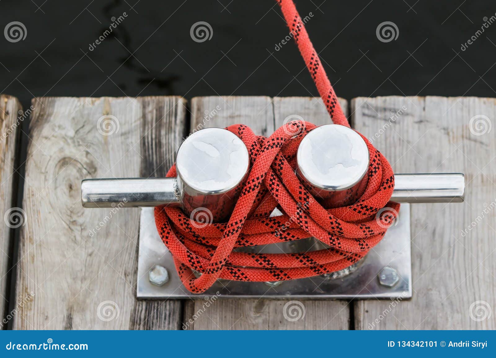 Bollard on the Pier with a Rope Stock Image - Image of steel, clamp ...
