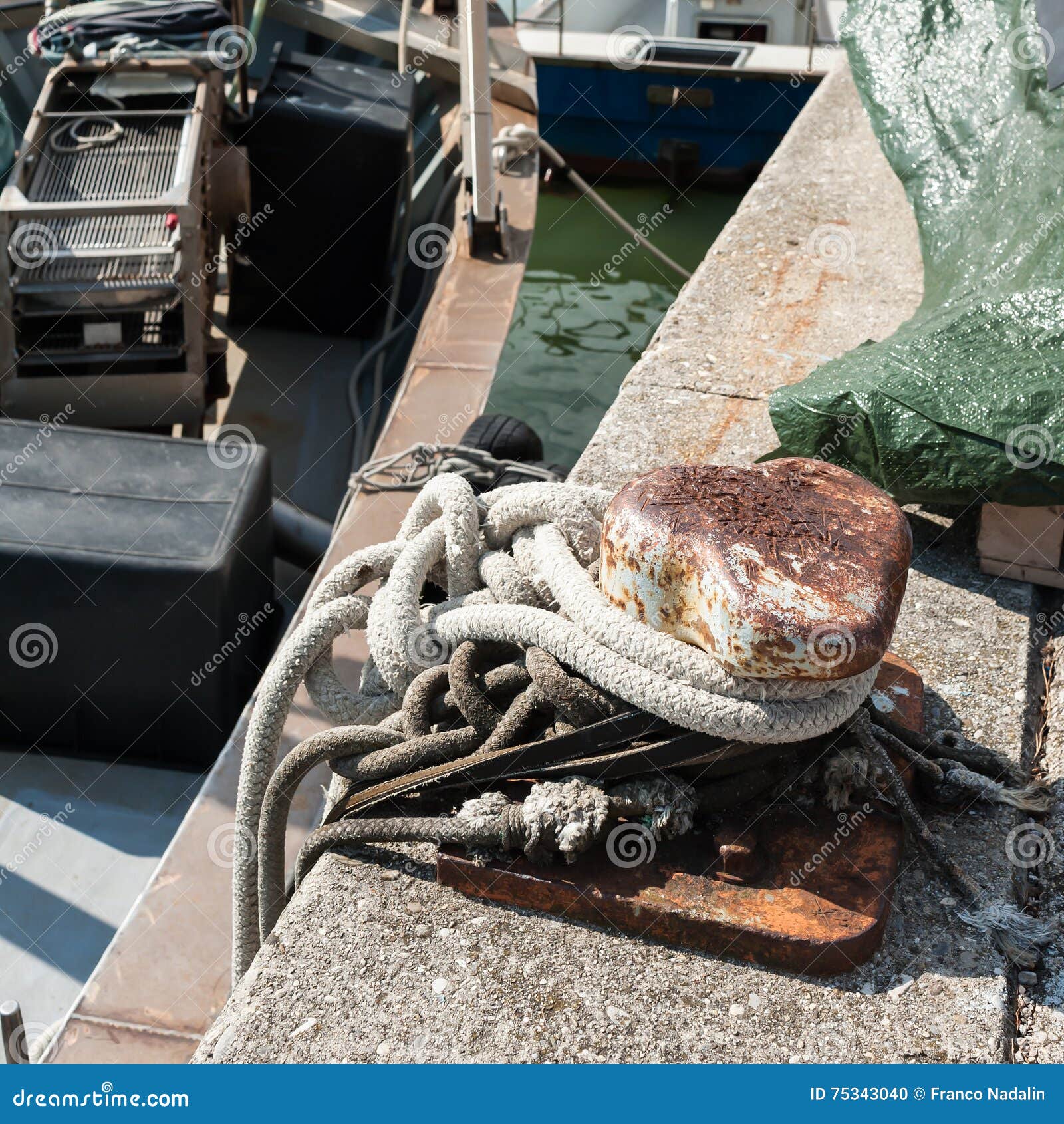 Bollard in the port stock photo. Image of equipment, maritime - 75343040