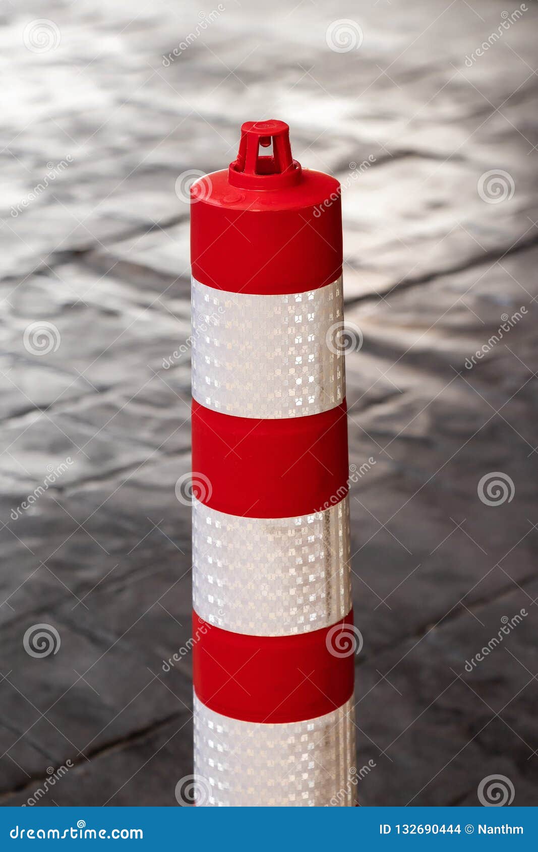 Bollard Post - Traffic Pole - Plastic Bollard on Walk Path Stock Photo ...