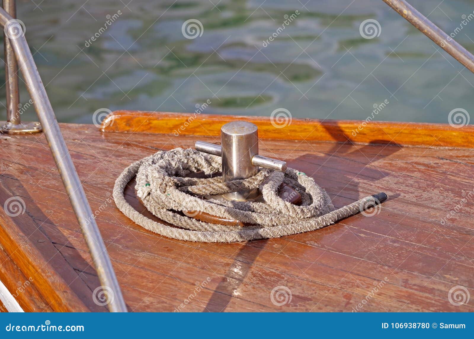 Bollard with rope stock photo. Image of quay, bollard - 106938780