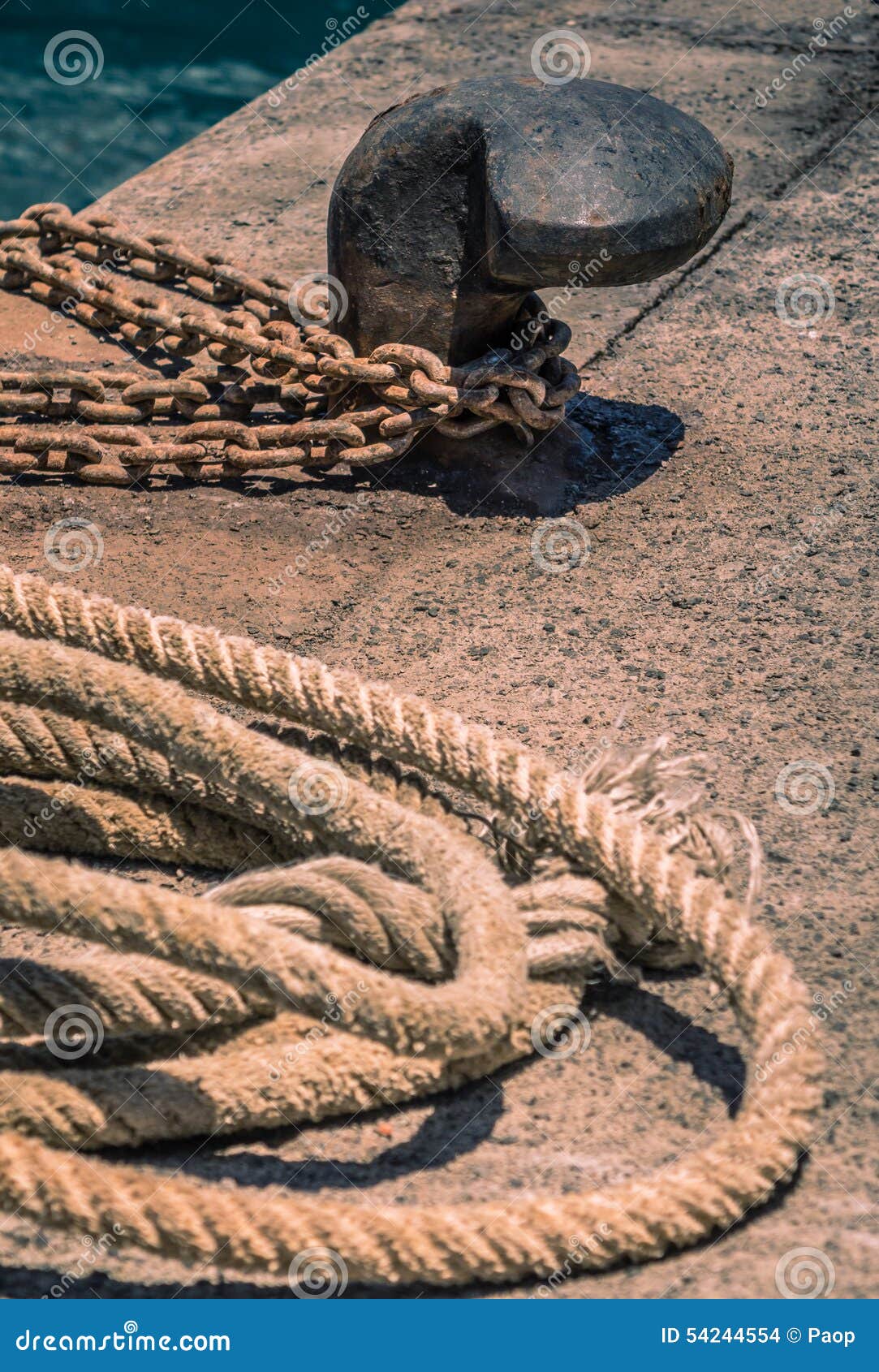 Bollard and rope stock photo. Image of hook, cloud, europe - 54244554