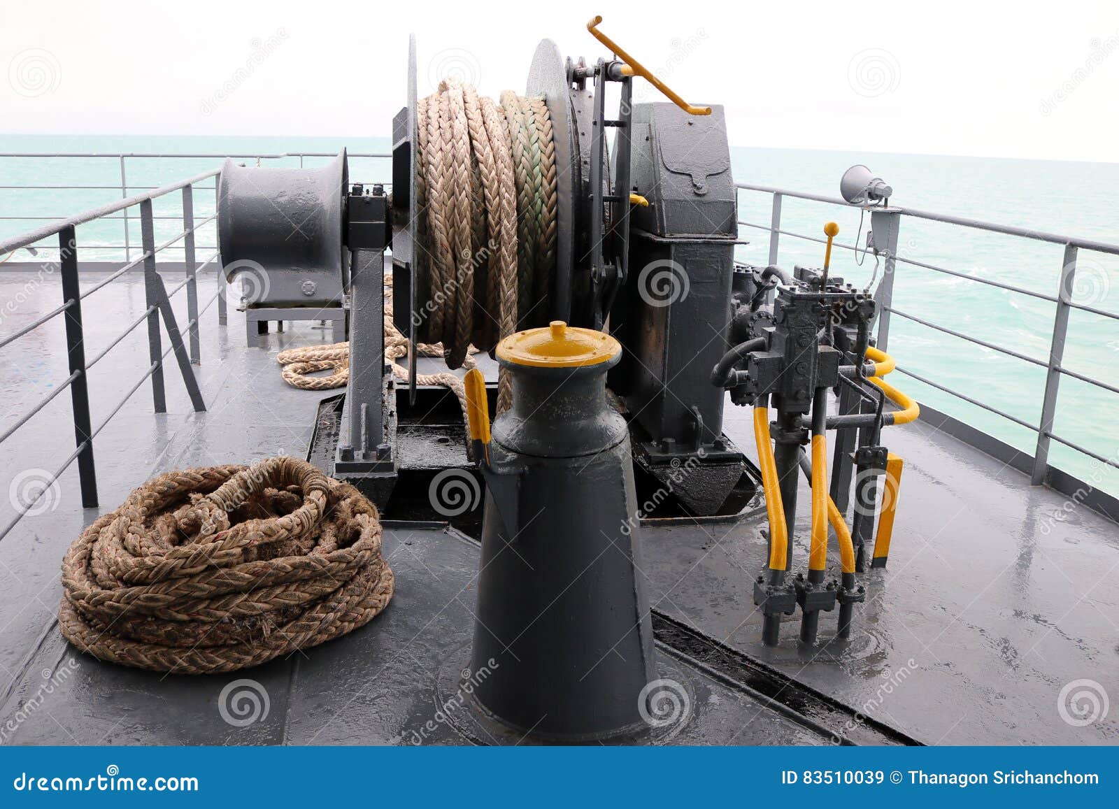Bollard and Rope on the Ferry Boat. Stock Image - Image of quay ...
