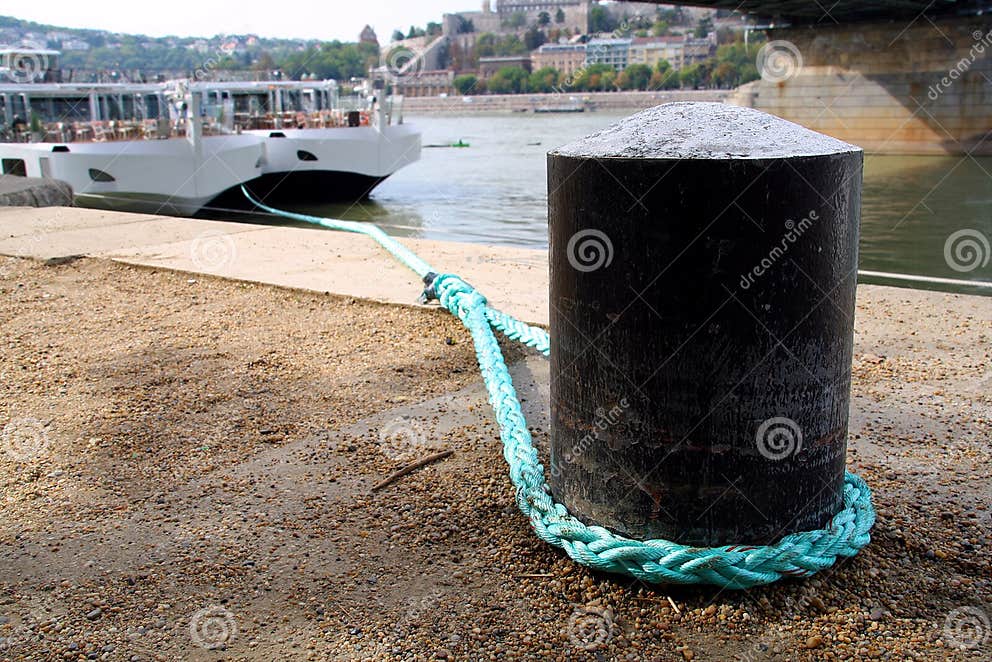 Bollard with Rope in a Harbor Stock Photo - Image of harbour, hungary ...