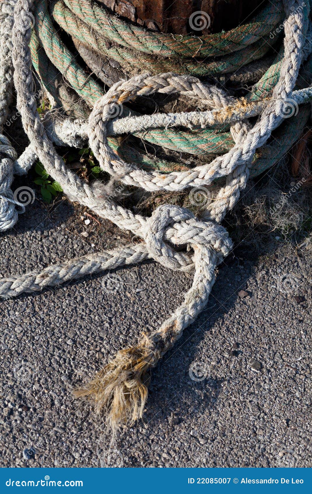 Bollard with Ropes stock image. Image of harbour, frayed - 22085007