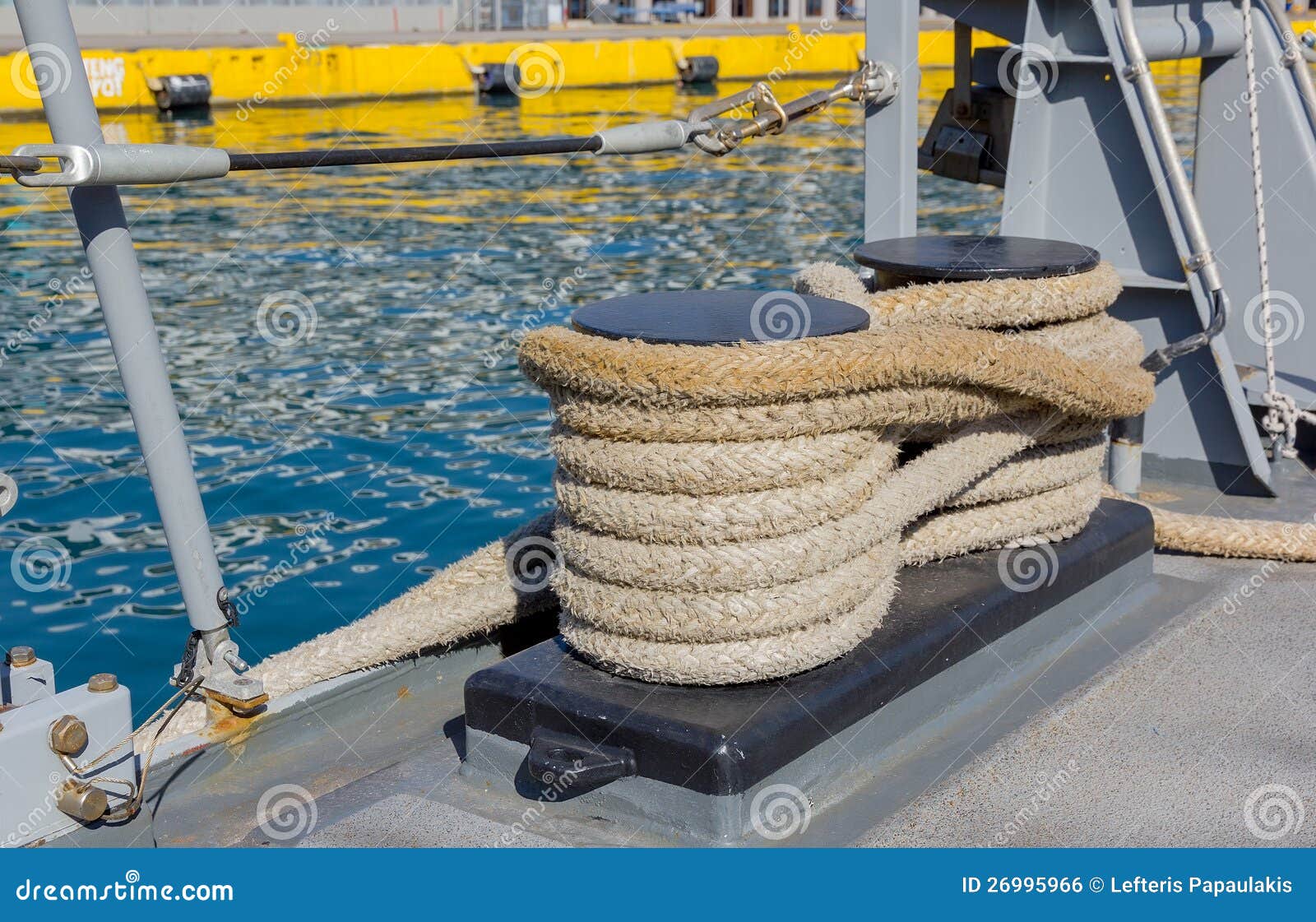 Bollard with Ropes on a Ship Stock Photo - Image of marine, fasten ...