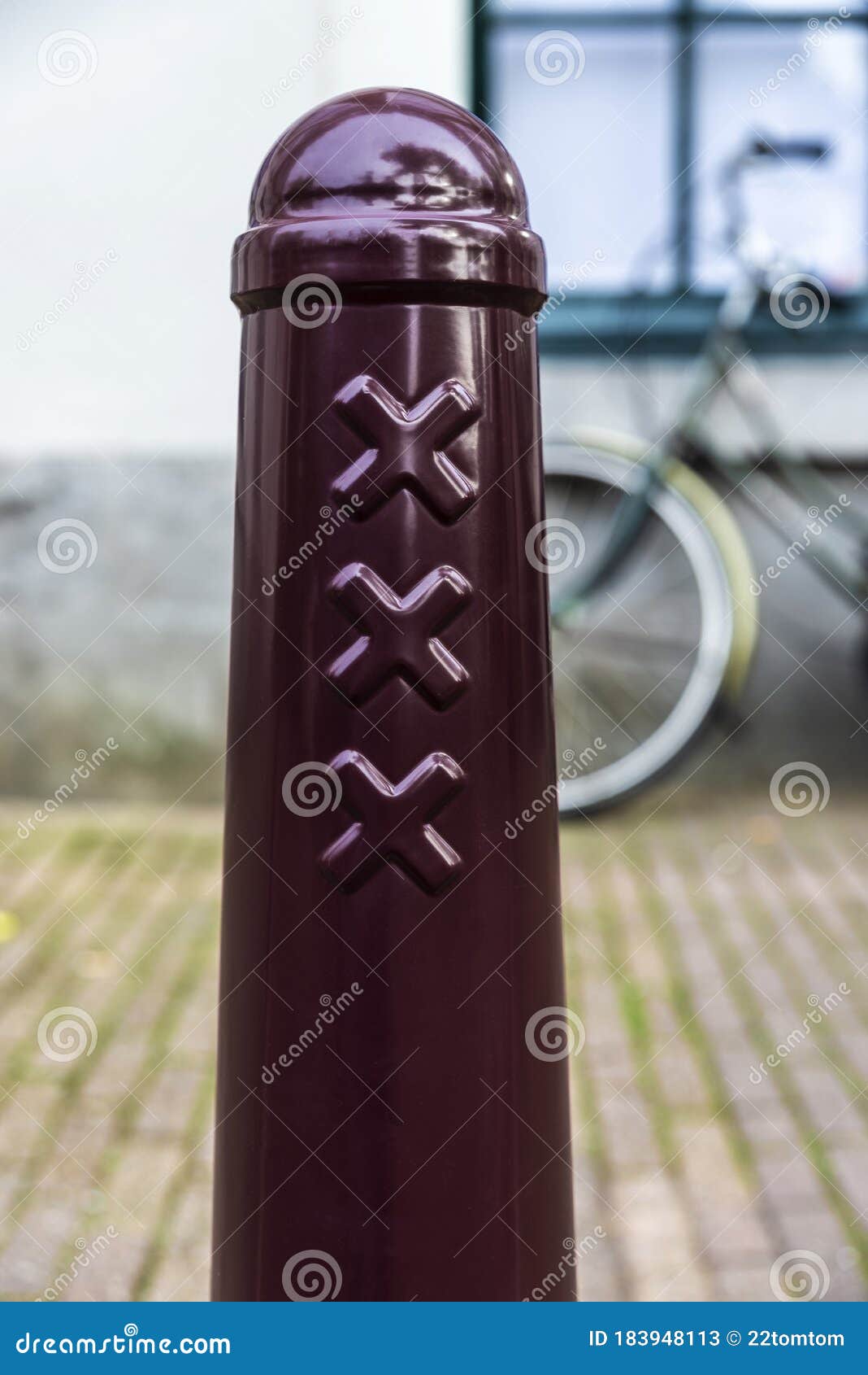 Bollard with the Shield of Amsterdam, Netherlands Stock Image - Image ...