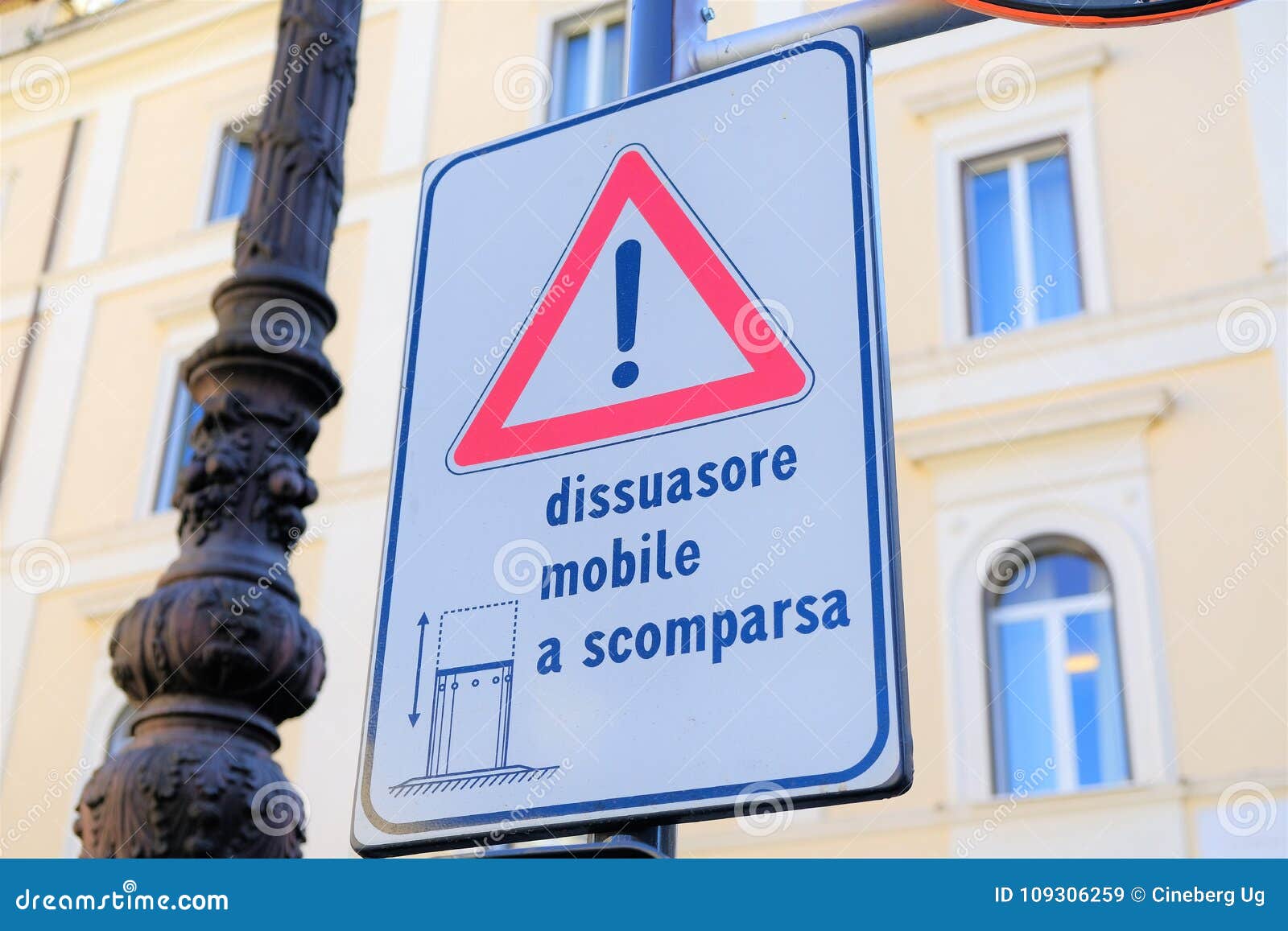 Bollard Warning Sign In Italian Language Royalty-Free Stock Photography ...