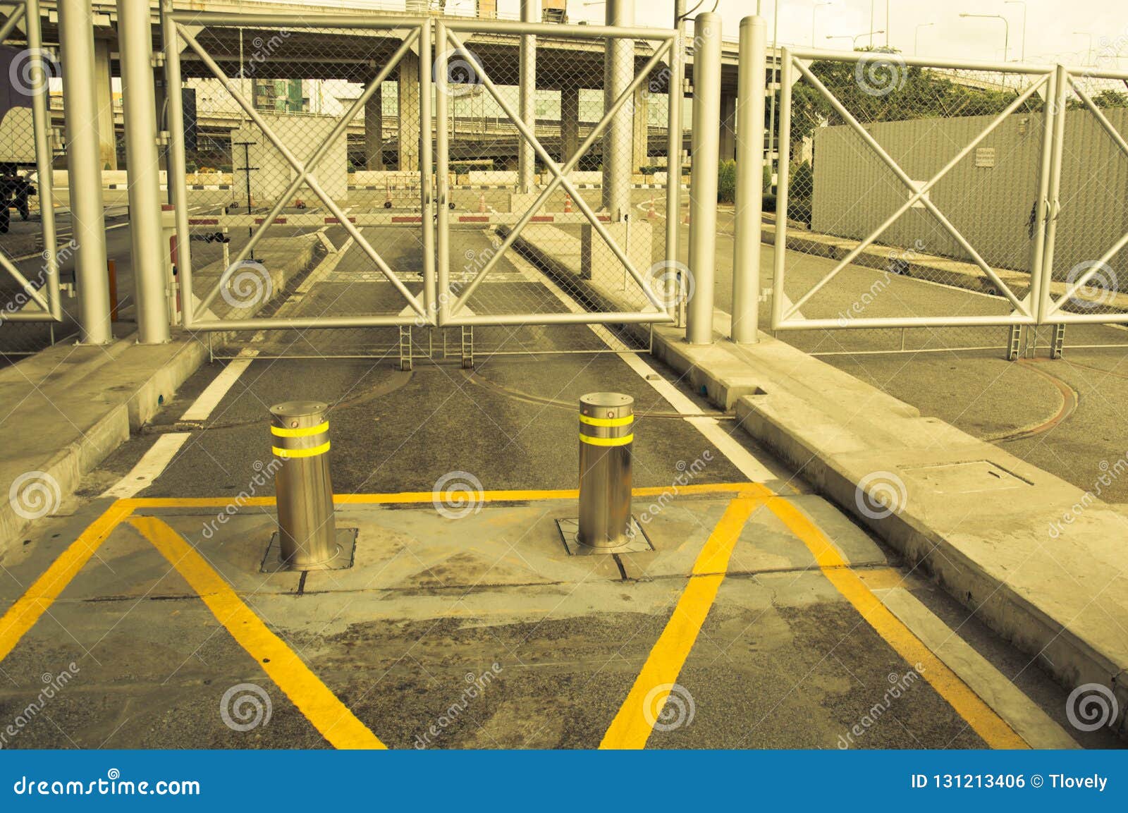 Bollards with Security stock photo. Image of railroad - 131213406