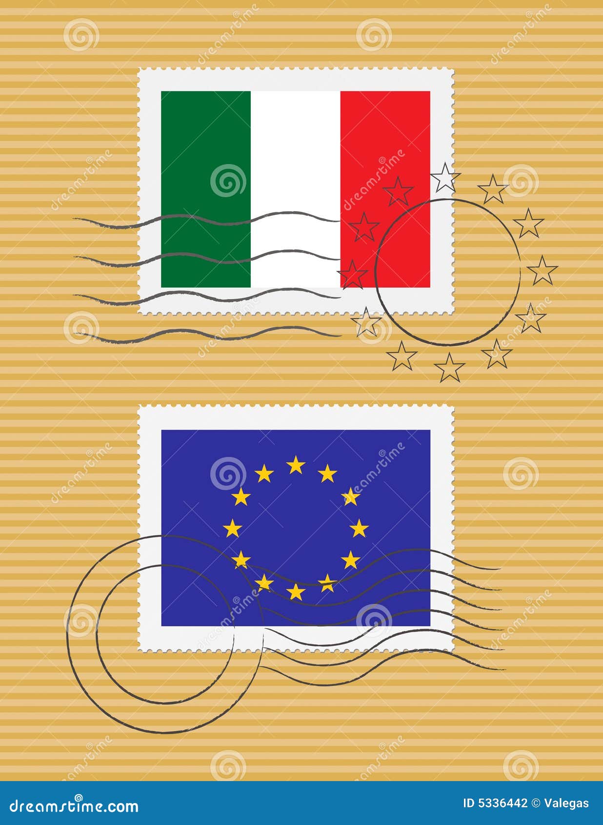 Bollo Con La Bandierina Dell'Italia Illustrazione Vettoriale ...
