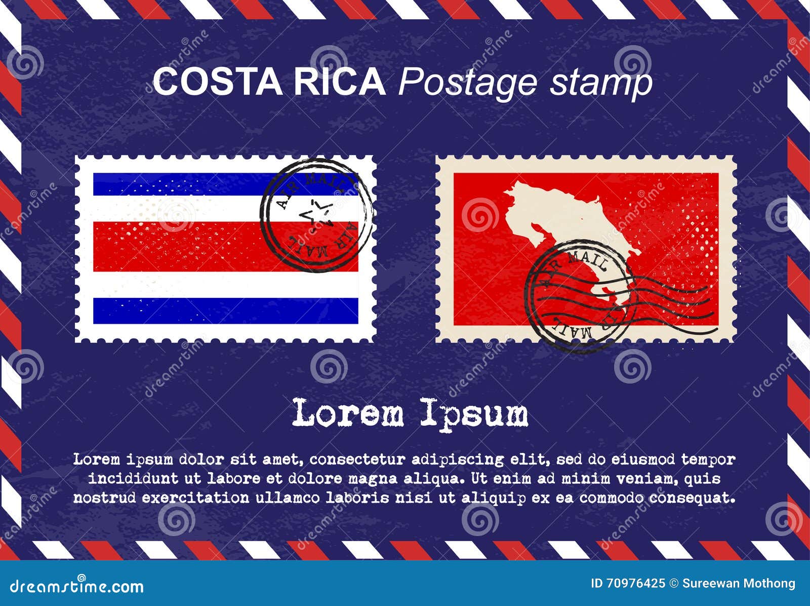 Bollo Di Costa Rica Postage, Bollo D'annata, Busta Della Posta Aerea ...