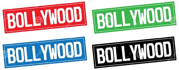 BOLLYWOOD Text, on Rectangle Stamp Sign. Stock Illustration ...