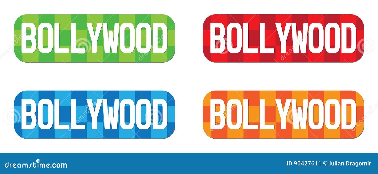 BOLLYWOOD Text, on Rectangle, Zig Zag Pattern Stamp Sign. Stock ...