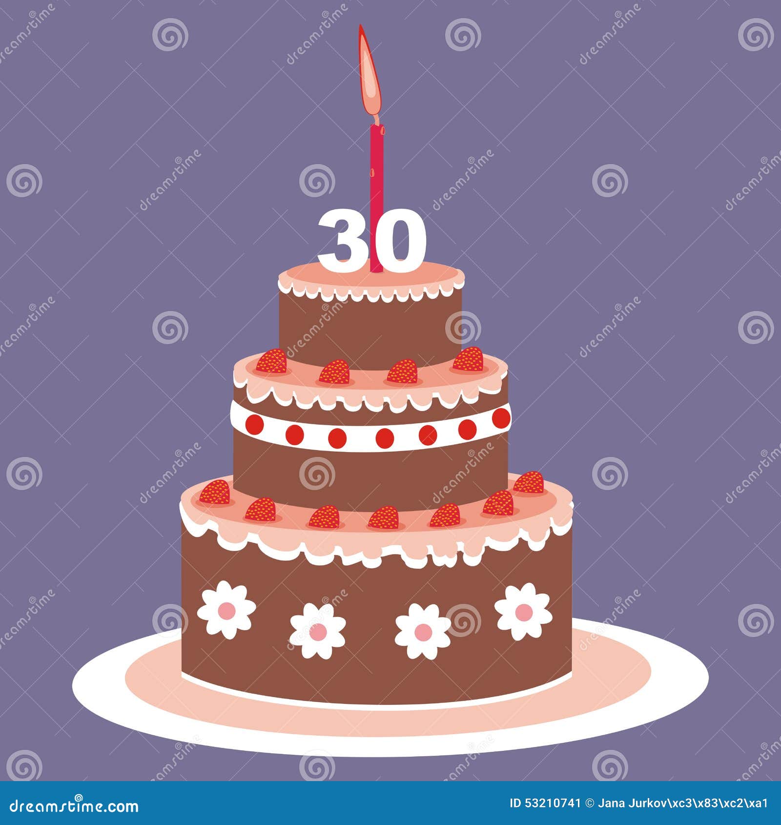 Bolo De Aniversário, Trinta Anos Ilustração do Vetor - Ilustração de ...