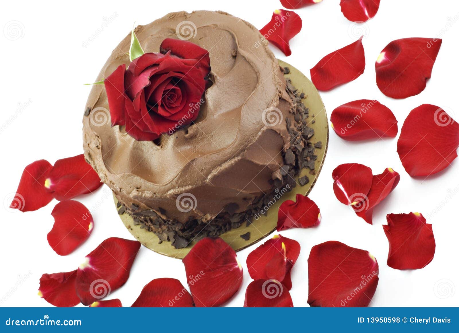 Bolo Dos Valentim Do Chocolate Com Rosa Foto de Stock - Imagem de ...