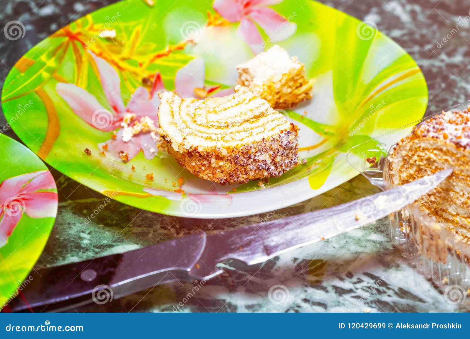 Bolo Metade-comido Na Placa Imagem de Stock - Imagem de parcela, jardim ...