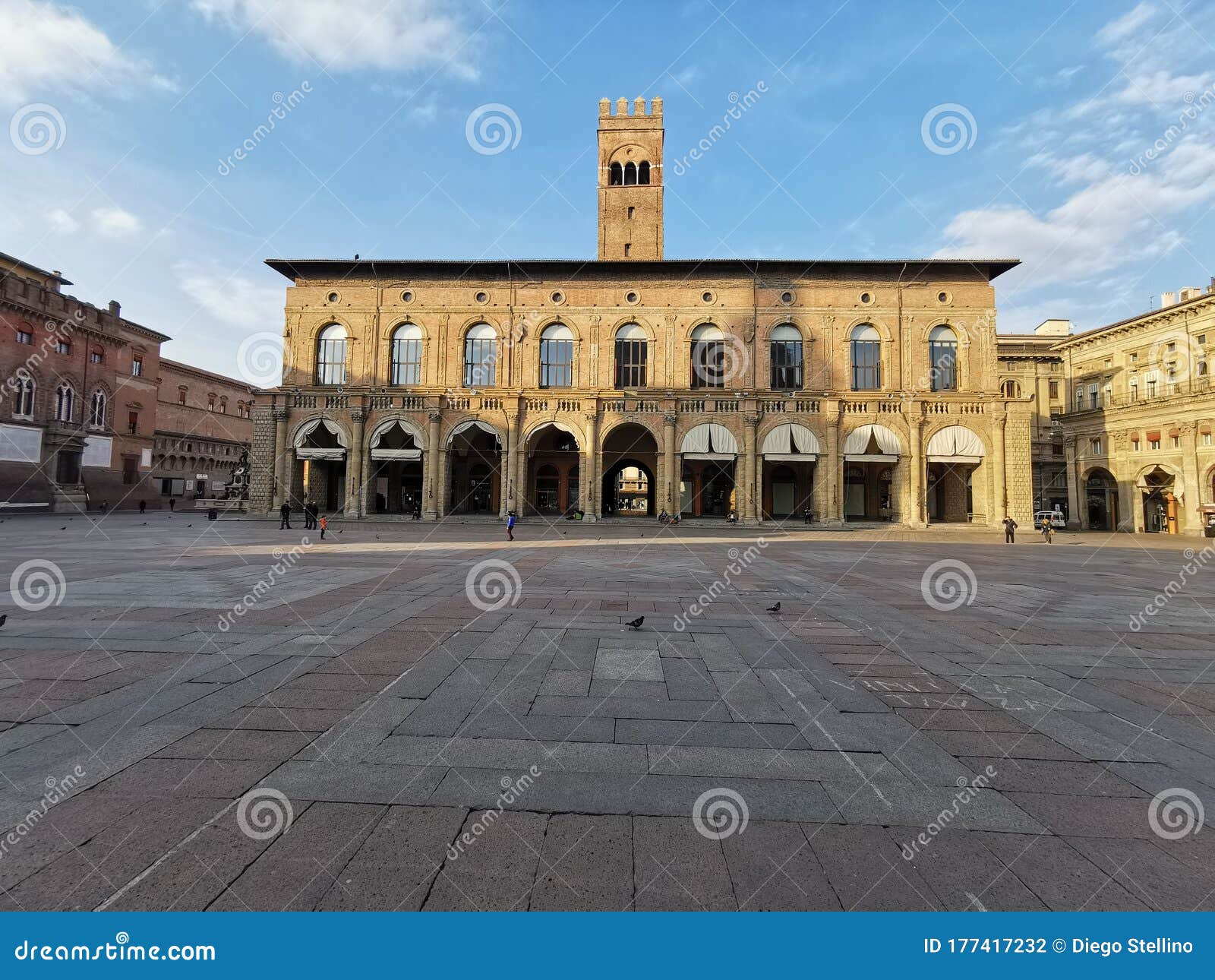 Bologna, empty main square stock photo. Image of corona - 177417232