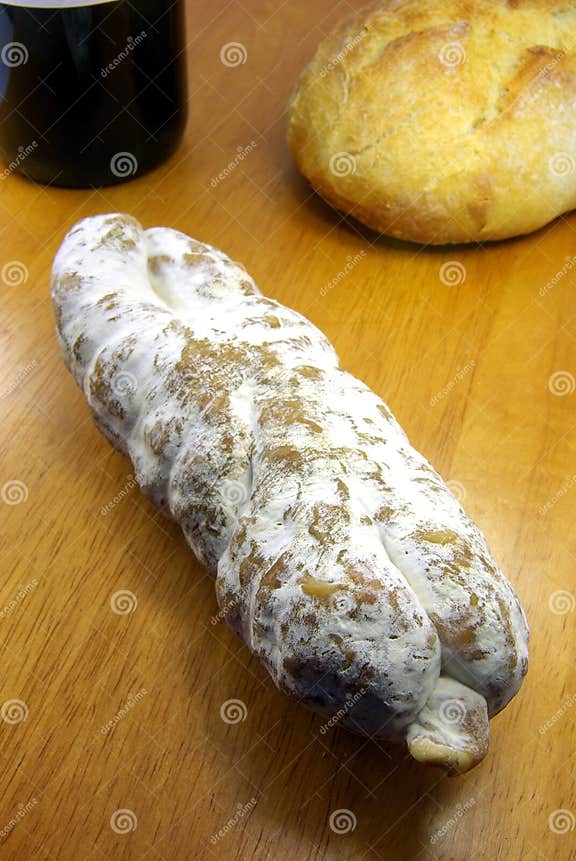 Boloney, bread and wine stock photo. Image of charcuterie - 6999822