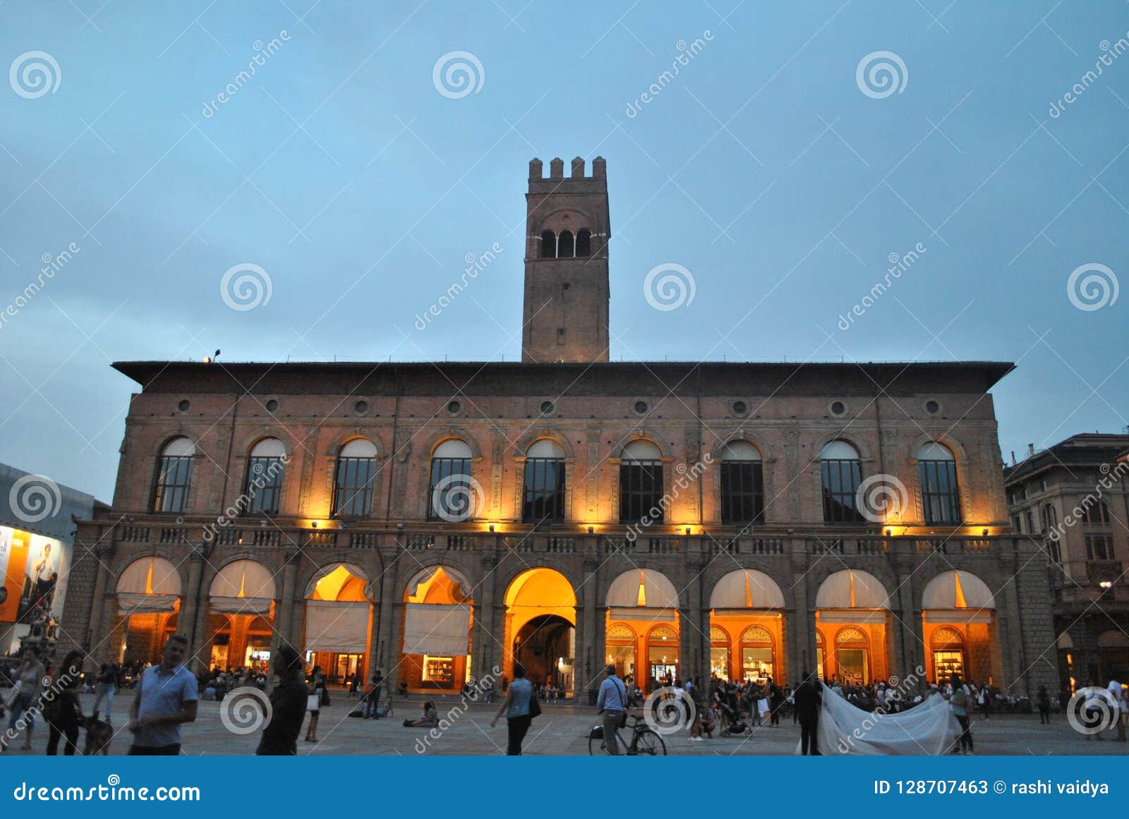 Bolonga Italy, Night Scenes Editorial Stock Photo - Image of light ...