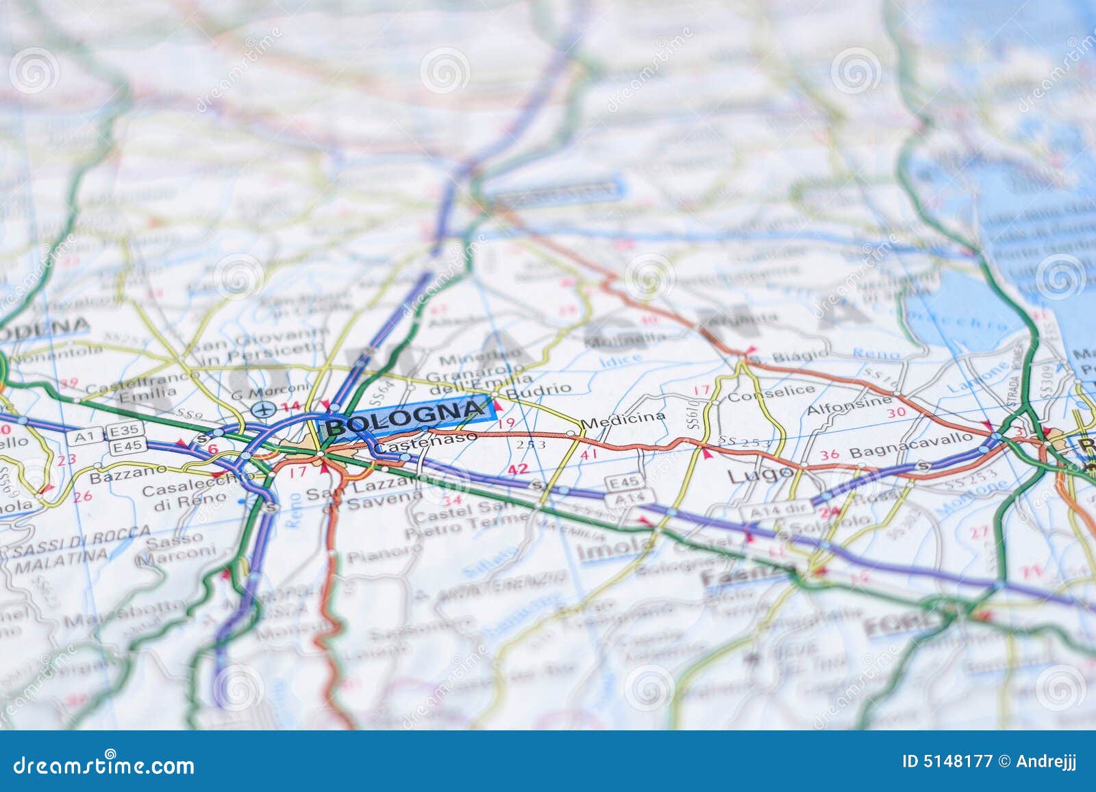 Bolonha no mapa imagem de stock. Imagem de transportar - 5148177