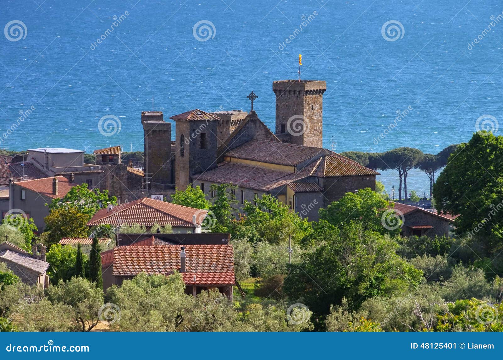 Bolsena castle stock image. Image of village, coast, city - 48125401