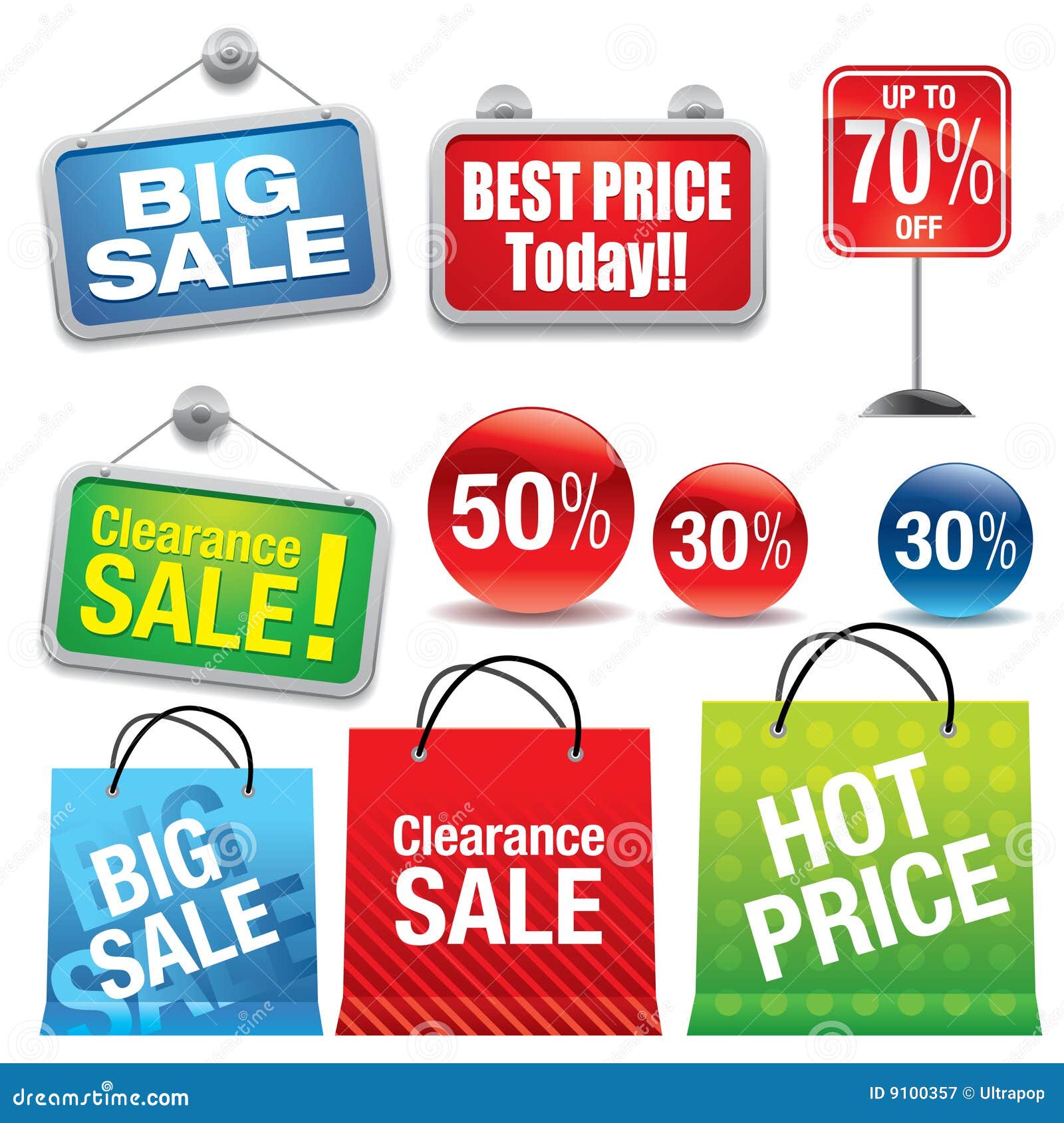 Bolsos Y Muestras De Compras De La Venta Ilustración del Vector ...