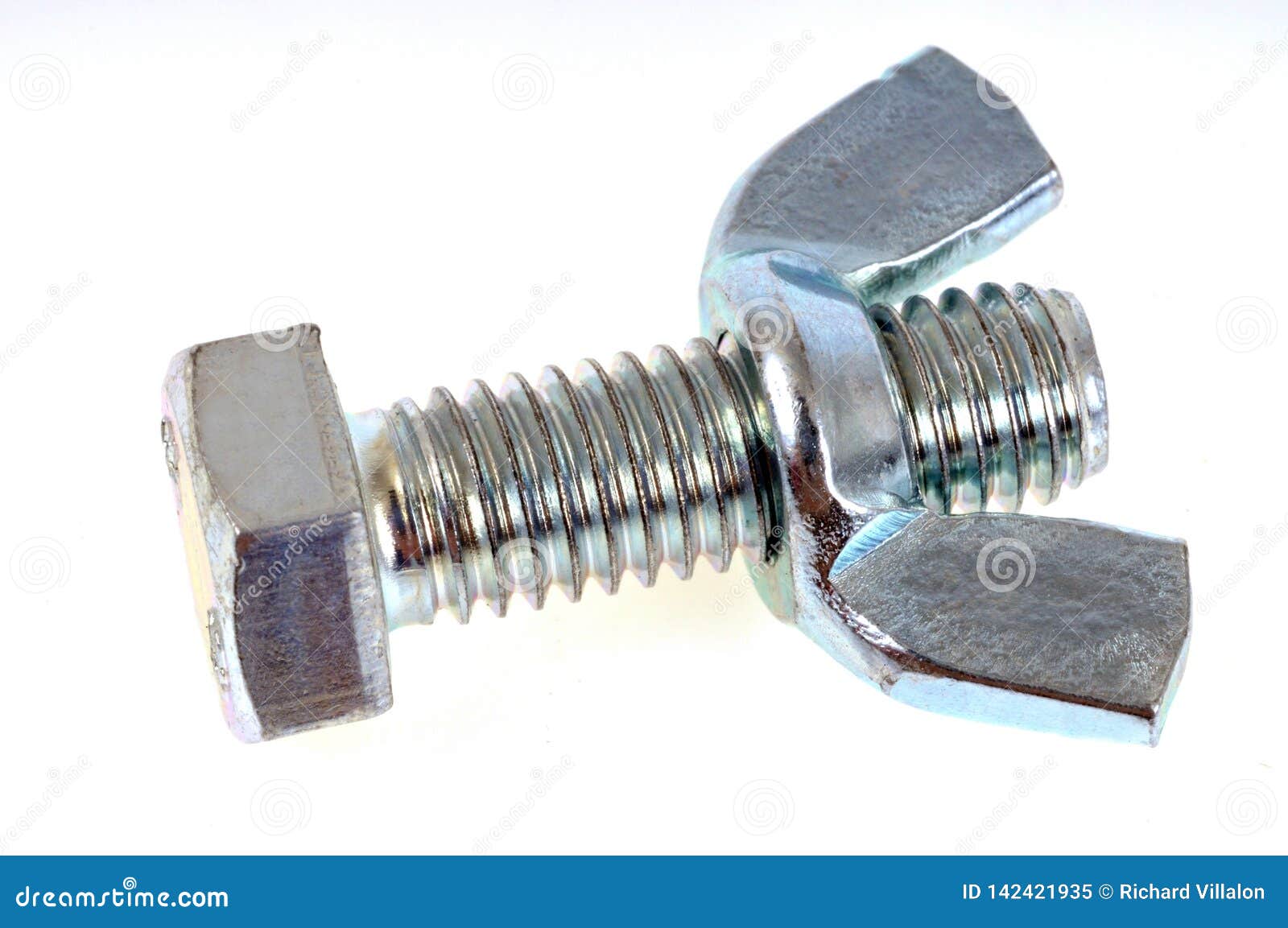 Bolt with a Butterfly Nut on a White Background Stock Image - Image of ...