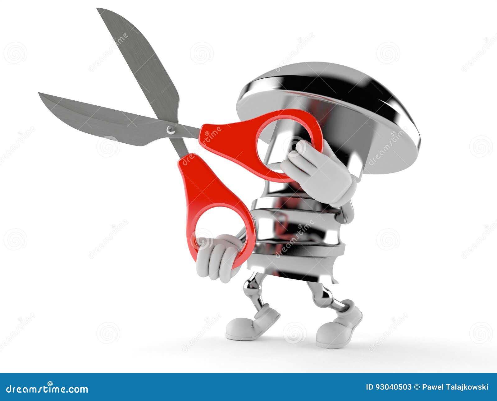 Bolt Character Holding Scissors Stock Illustration - Illustration of ...