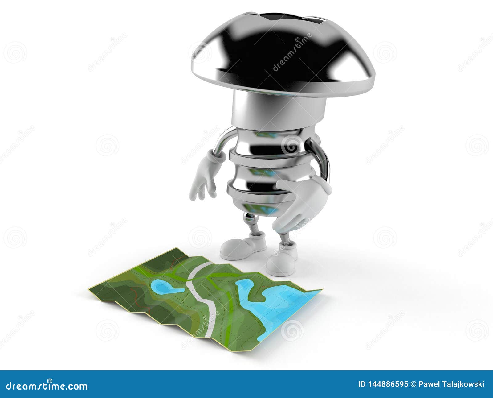 Bolt Character Looking at Map Stock Illustration - Illustration of ...